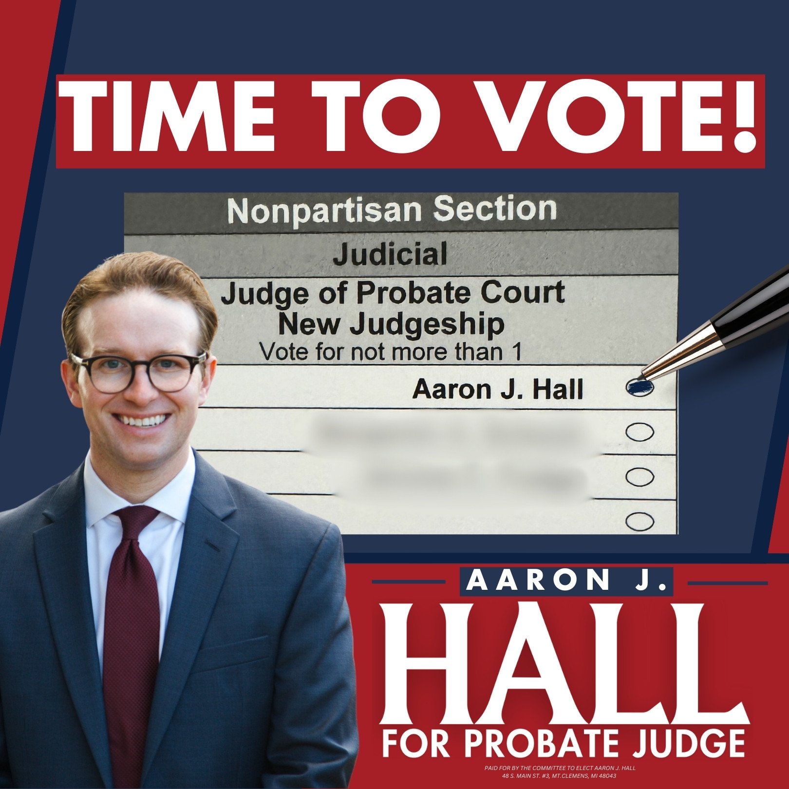 Aaron J. Hall for Macomb County Probate Court Judge