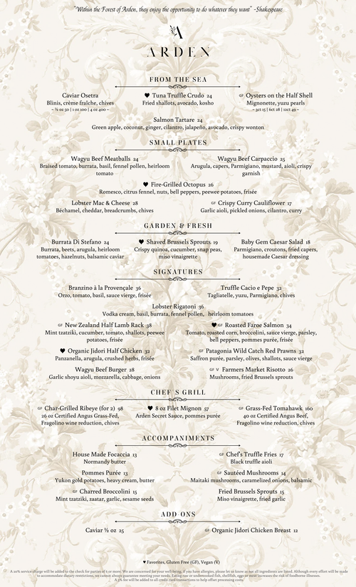 Dinner at Arden West Hollywood — Arden