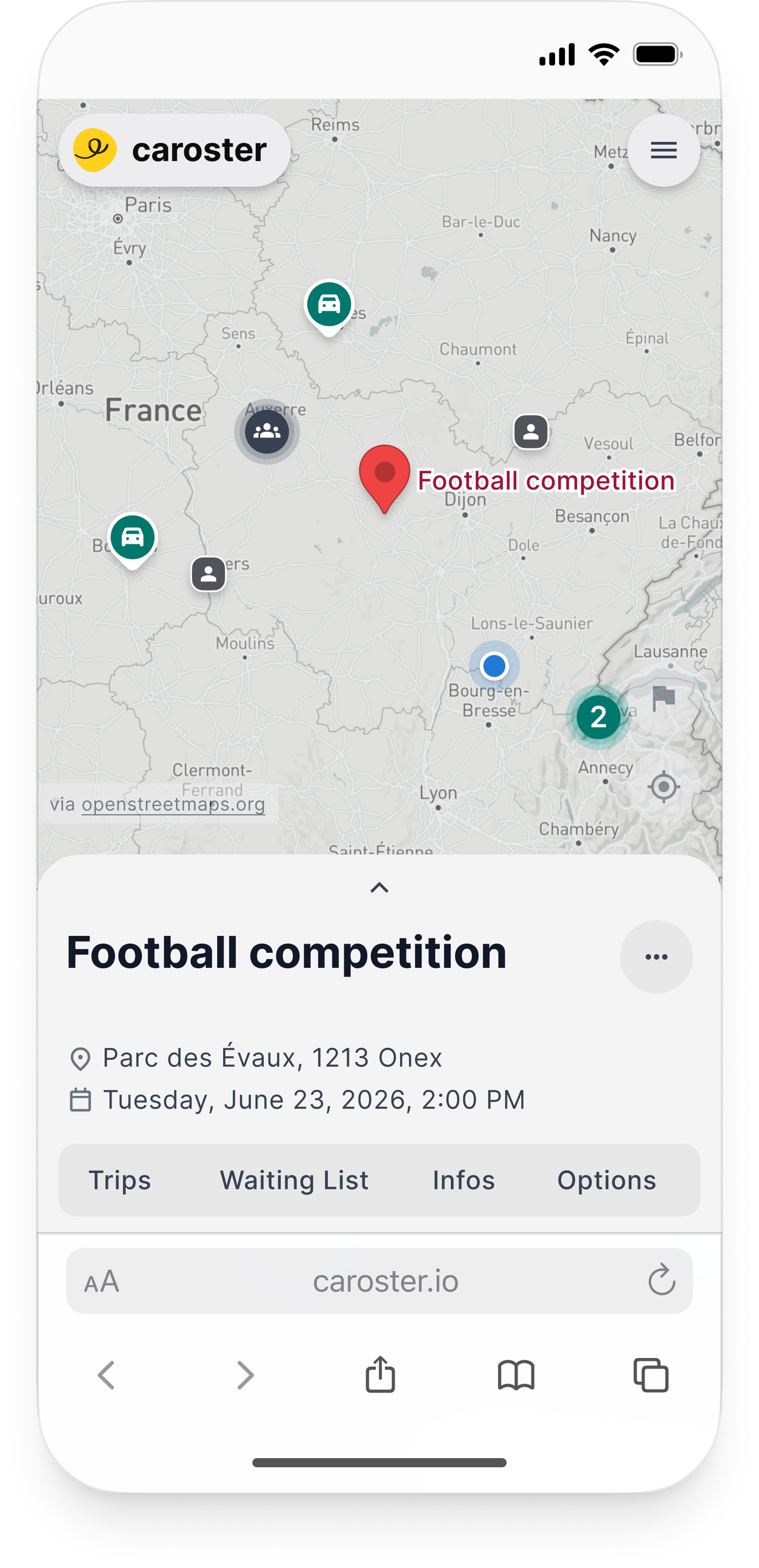 Caroster - Carpooling for events and leisure activities