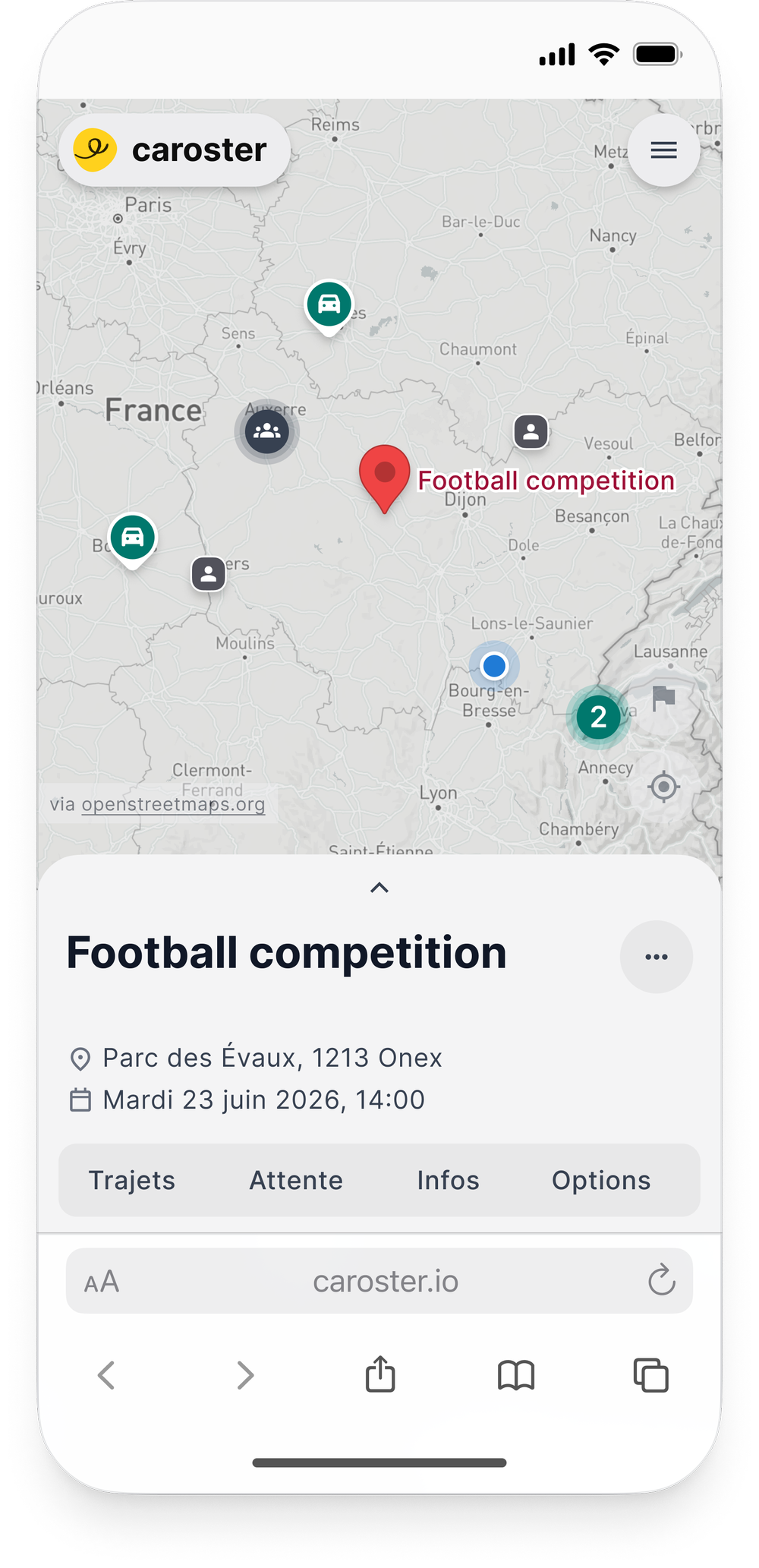 Caroster - Carpooling for events and leisure activities