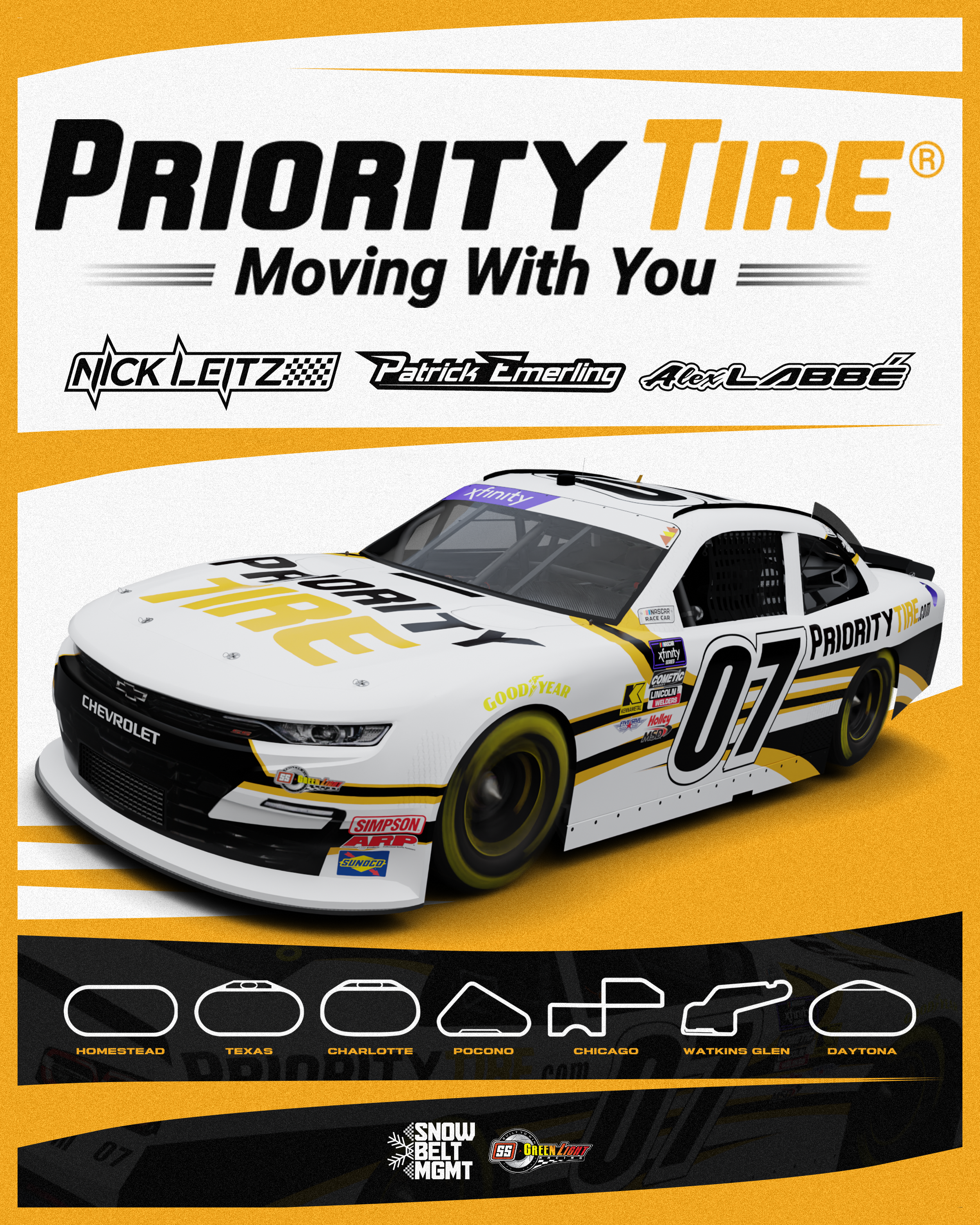 SNOW BELT MGMT ANNOUNCES PRIORITY TIRE’S ENTRY TO NASCAR — snowbeltmgmt.com