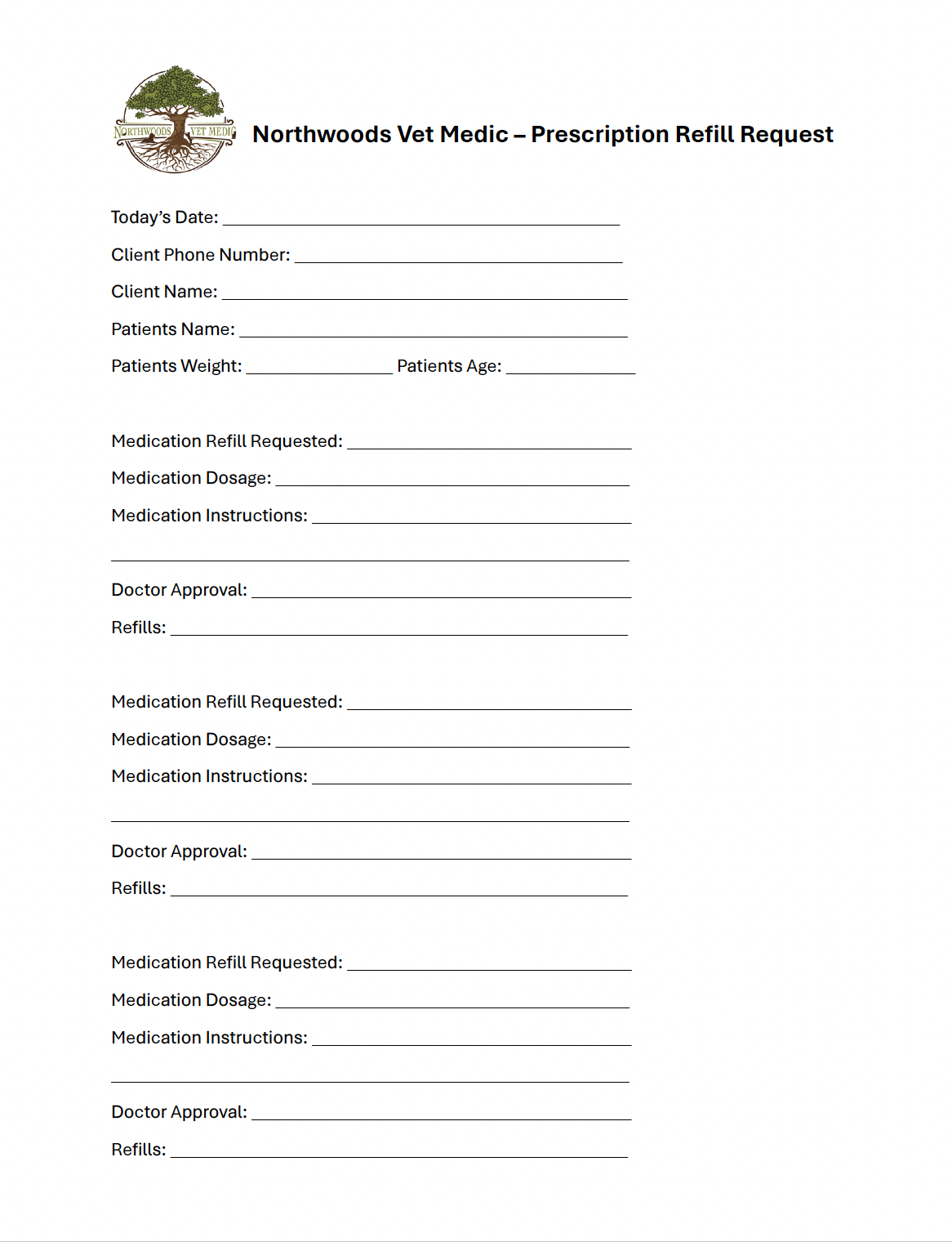 CLIENT FORMS — Northwoods Vet Medic