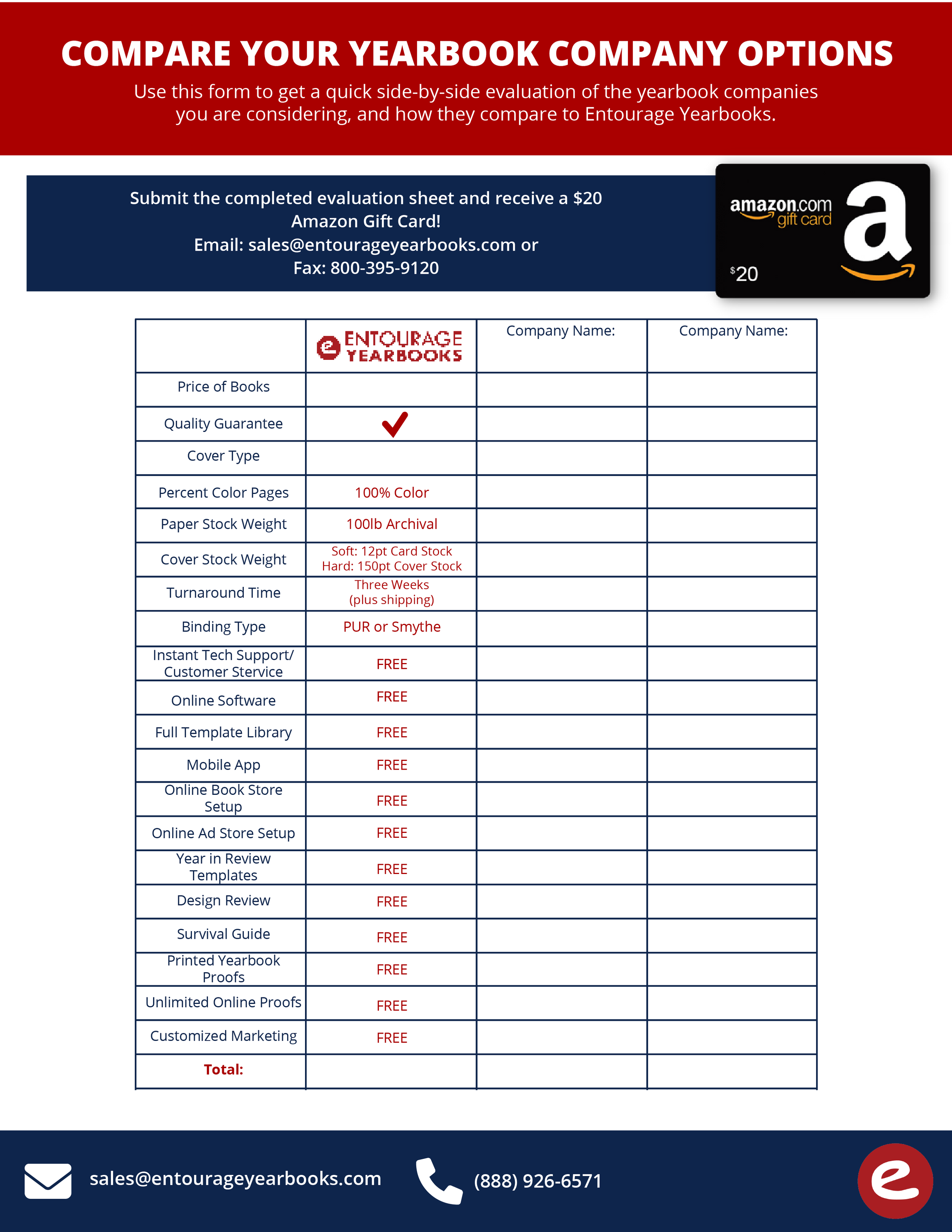 Download Our Free Yearbook Company Comparison Form - Entourage ...