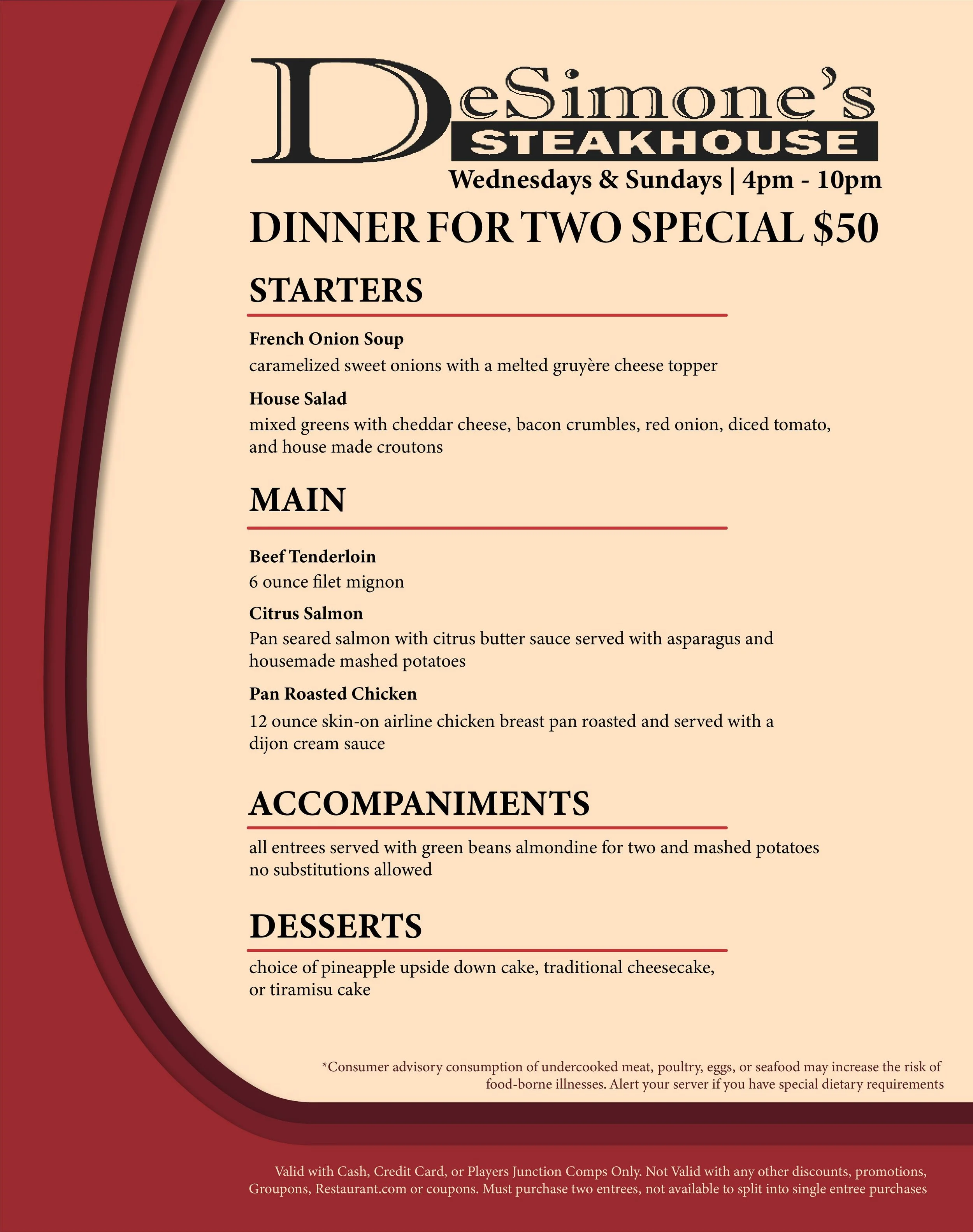 DeSimone's Steakhouse — Railroad Pass Casino, Hotel & Travel Center