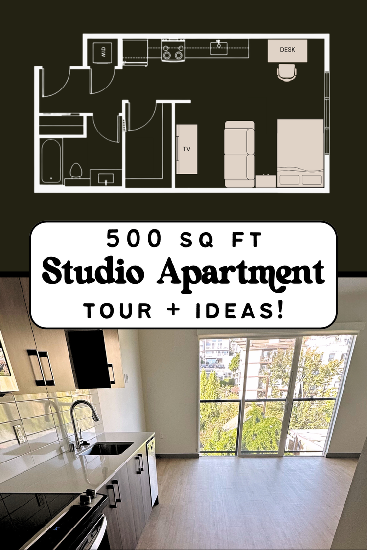 Studio Apartment Tour: My New 500 Sq Ft Studio + Layout Ideas + Moody ...