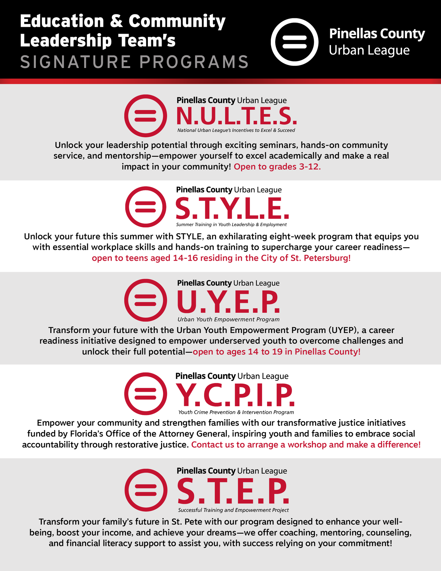 Education & Community Leadership | Empower Future Leaders — Pinellas County Urban League