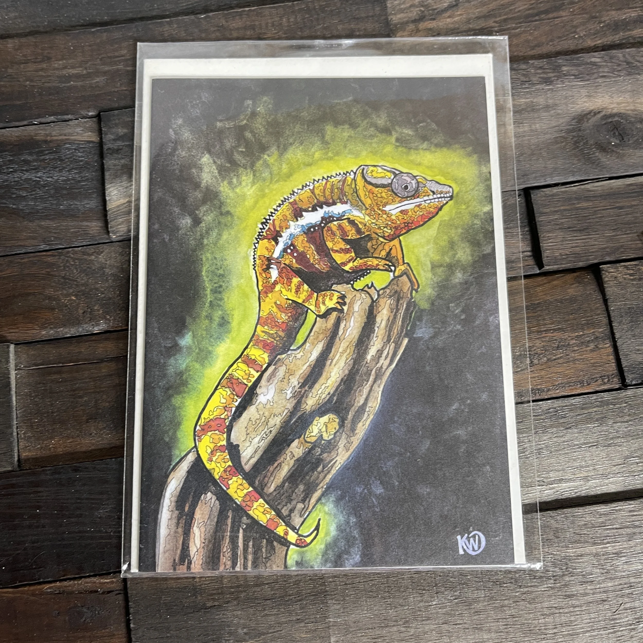 Panther Chameleon Greeting Card — WaterPlusInk Studios