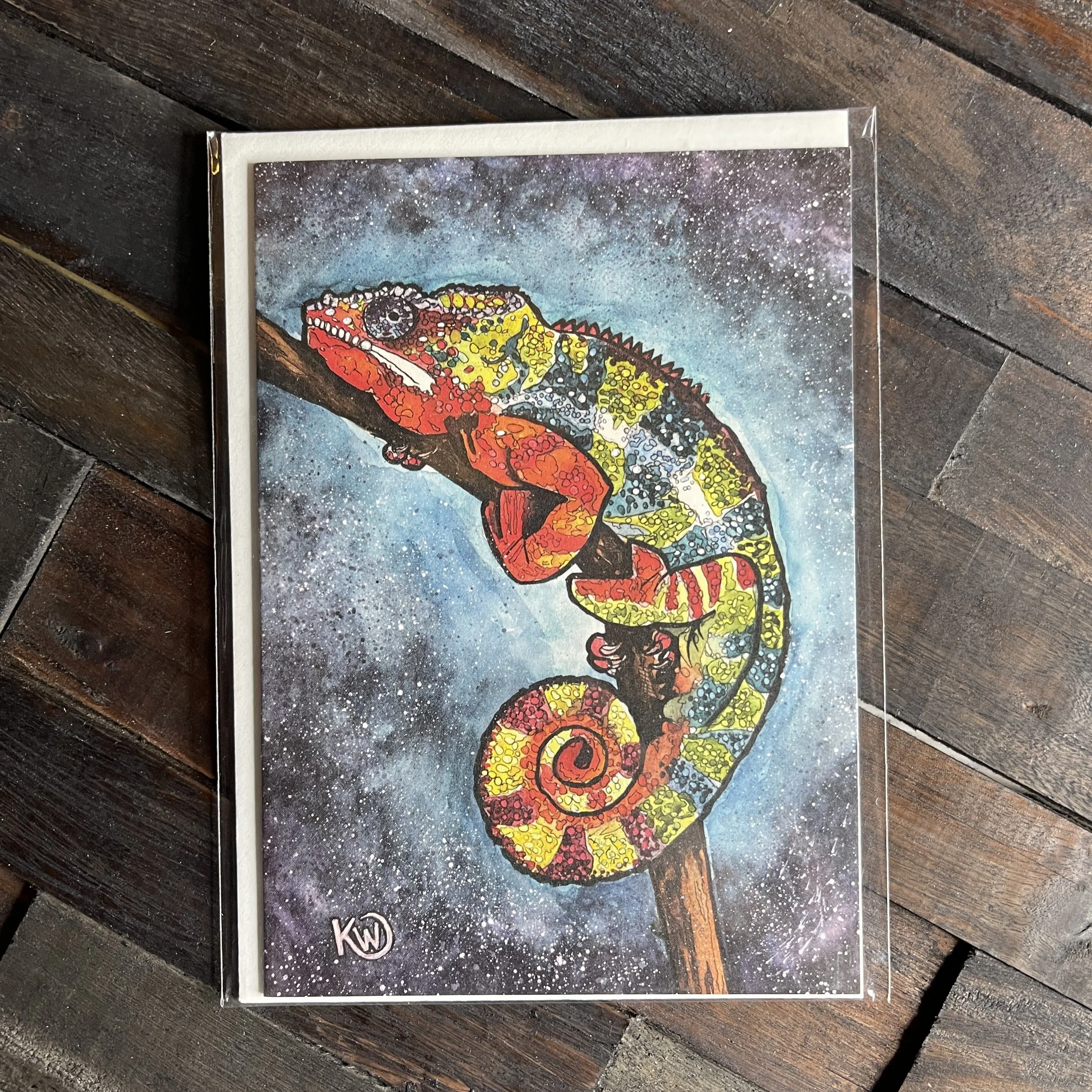 Panther Chameleon Greeting Card — WaterPlusInk Studios