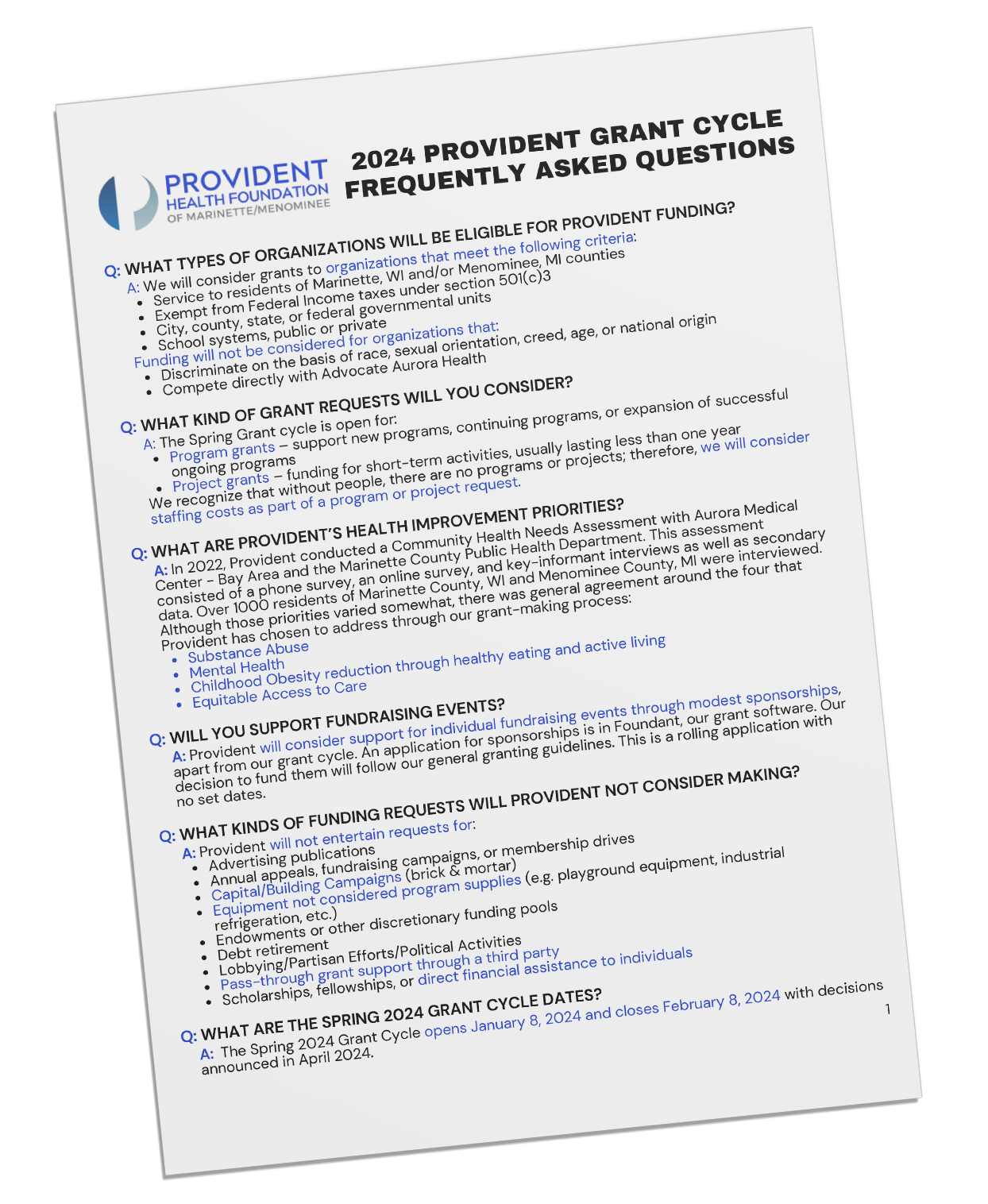 Grants Given — Provident Health Foundation