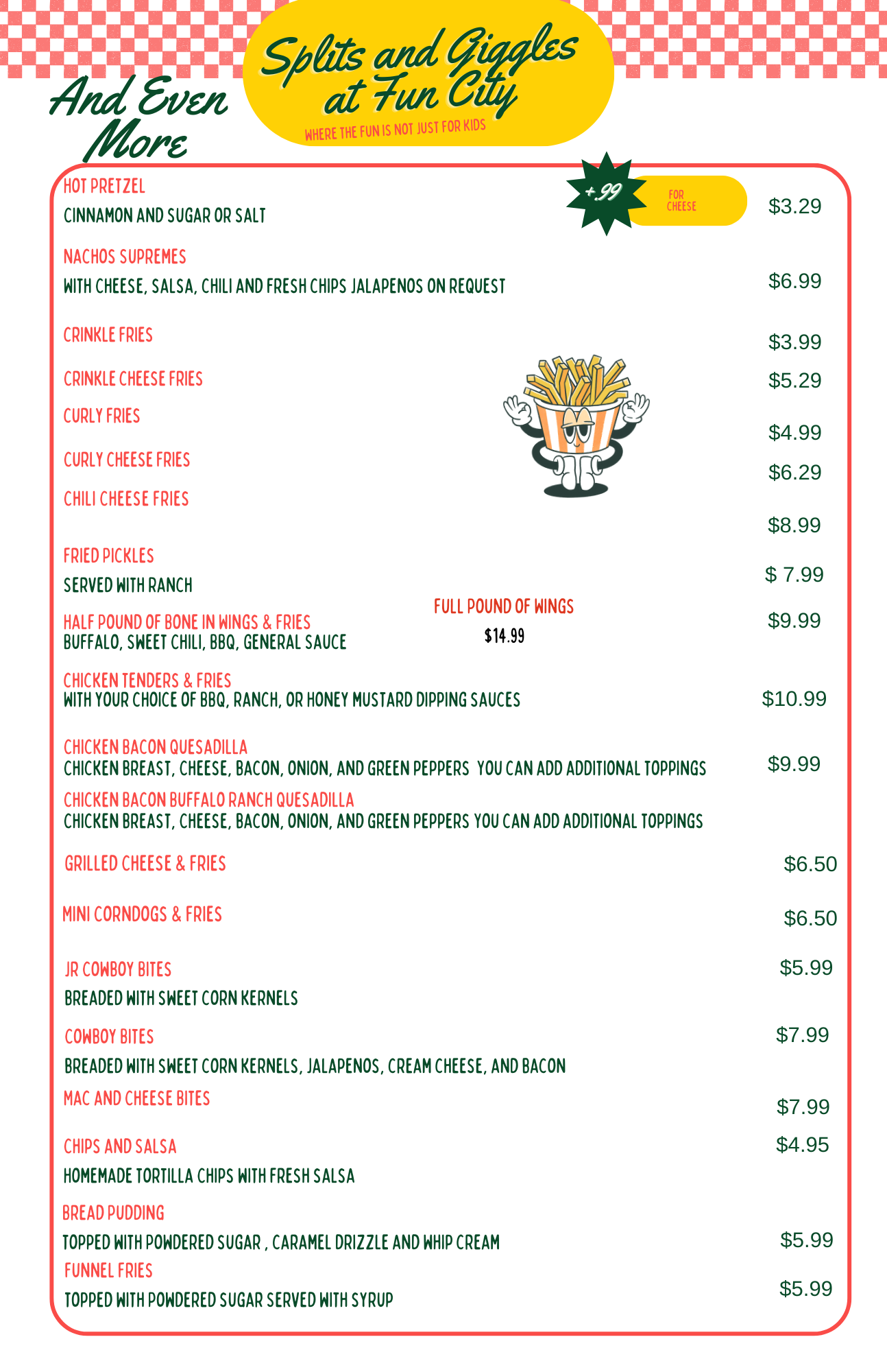 Fun City Food Menu — Fun City Mountain Grove