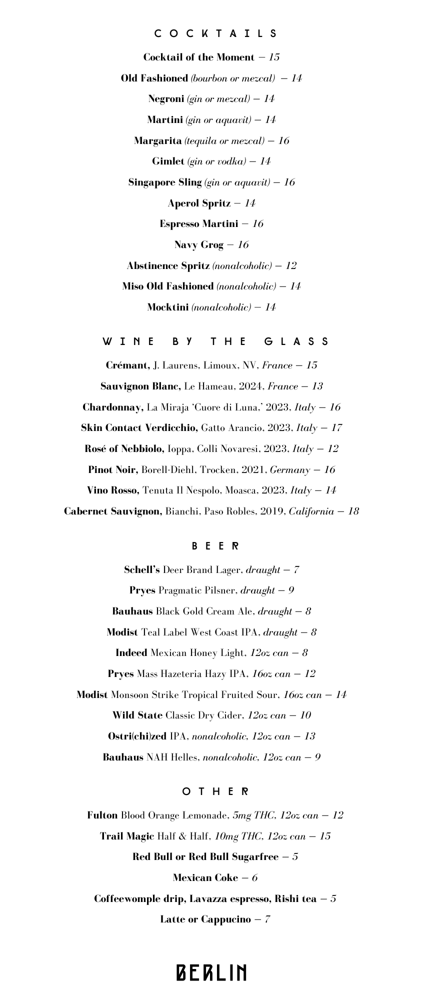 Menu — Berlin