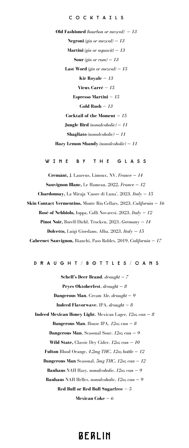 Menu — Berlin