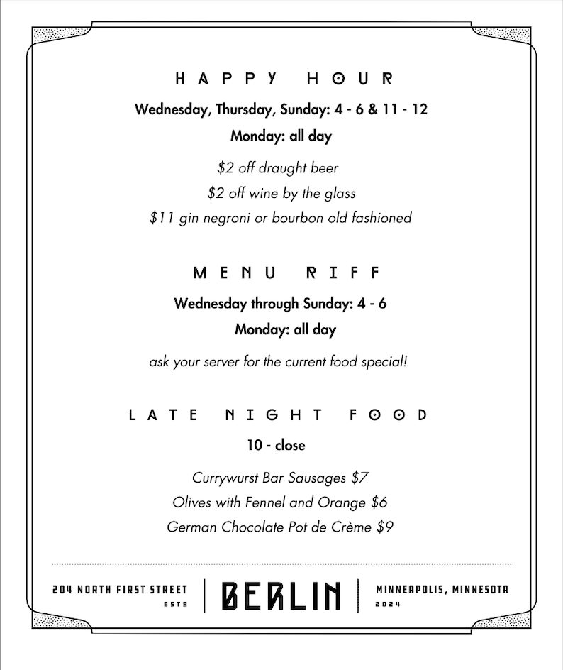 Menu — Berlin