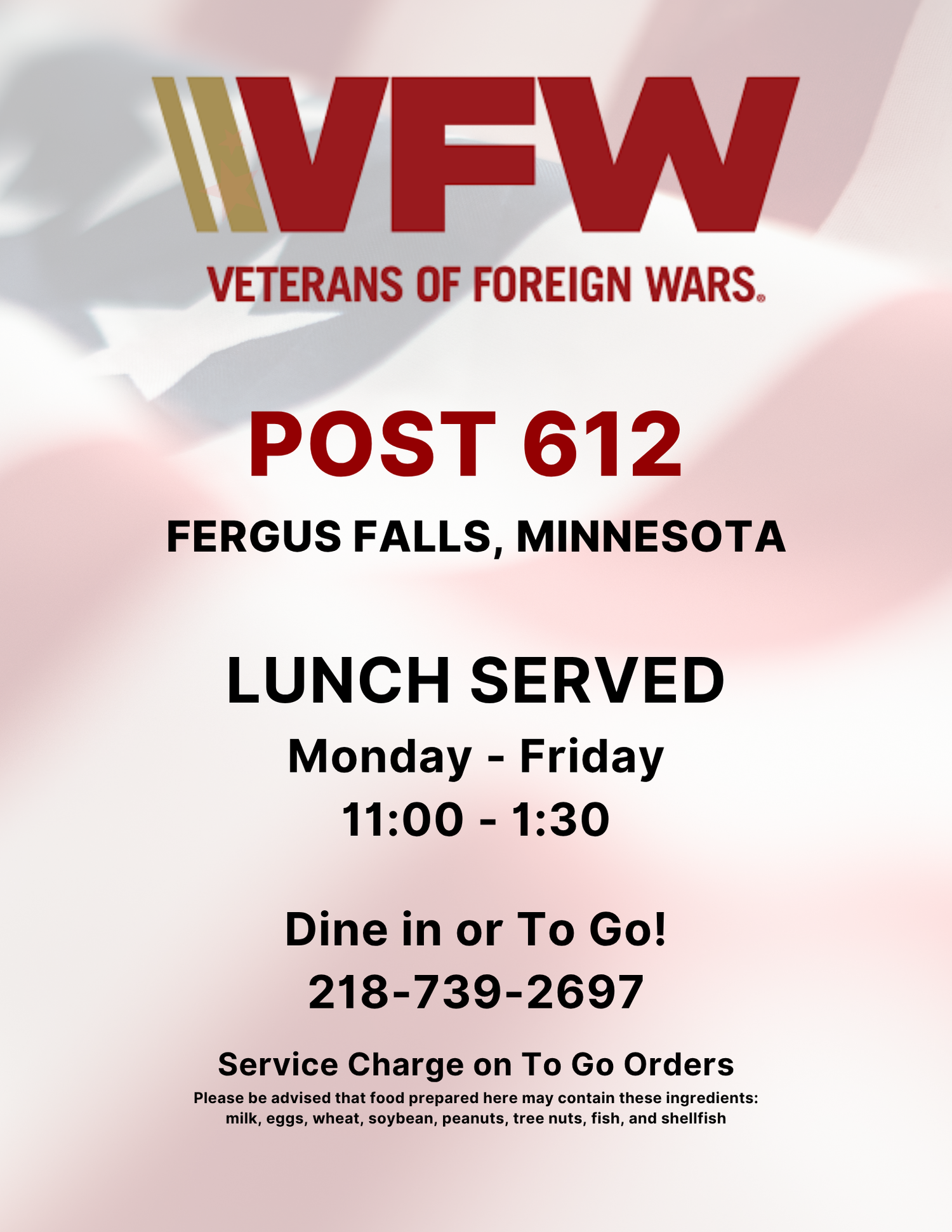 Lunch Menu — VFW Post 612