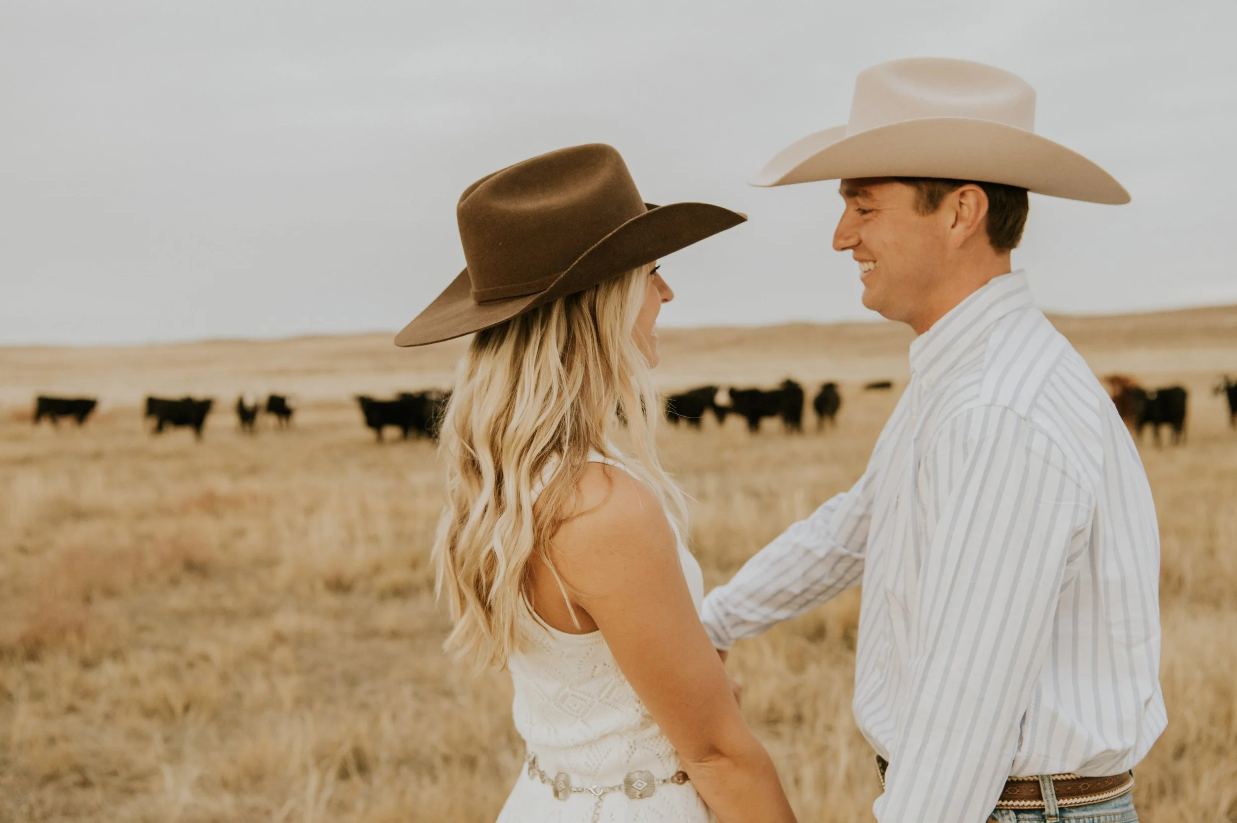 Golden Grass & Cowboy Hats: A Fall Engagement Session on the Ranch in ...