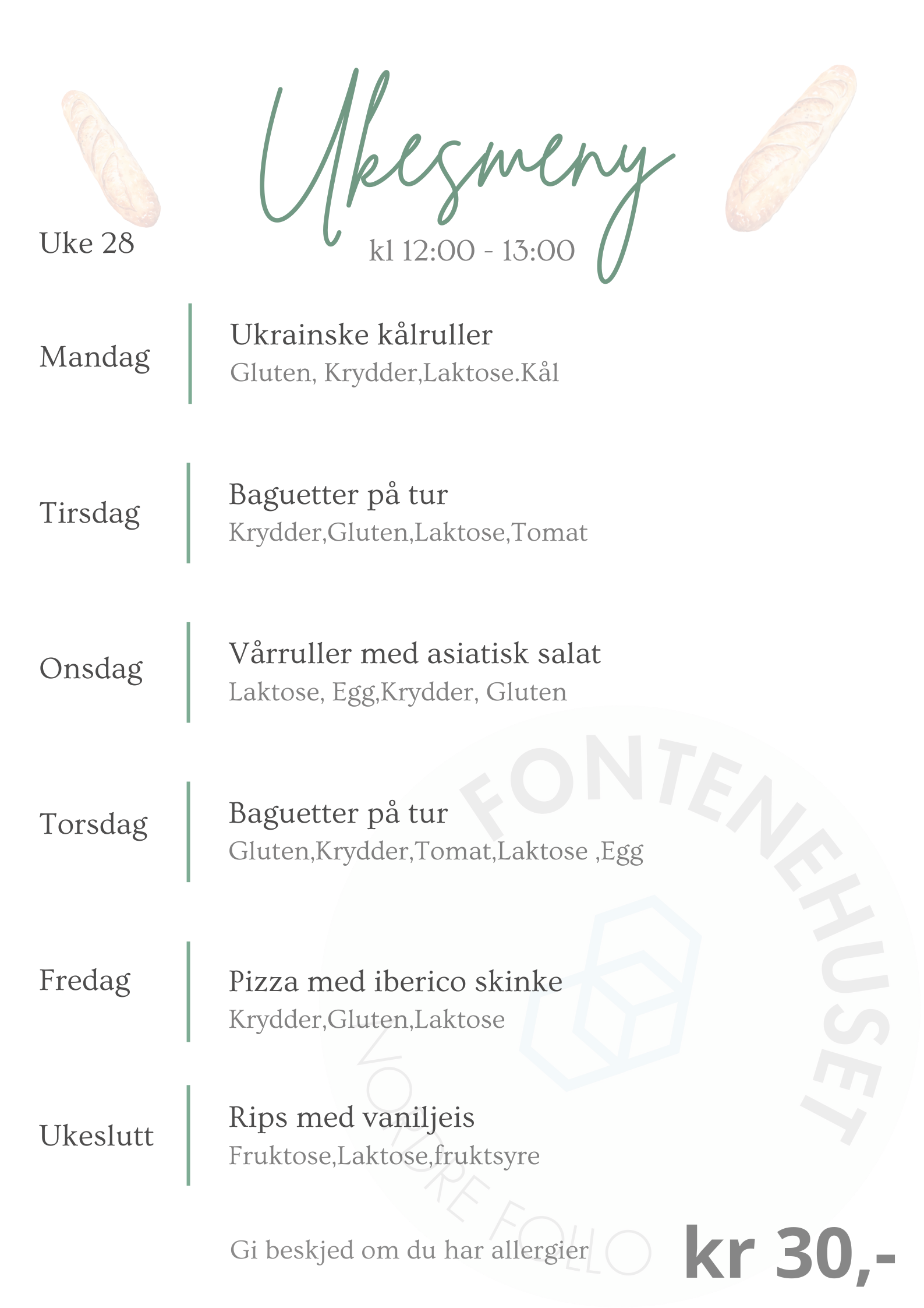 Ukesmeny — Fontenehuset Nordre Follo