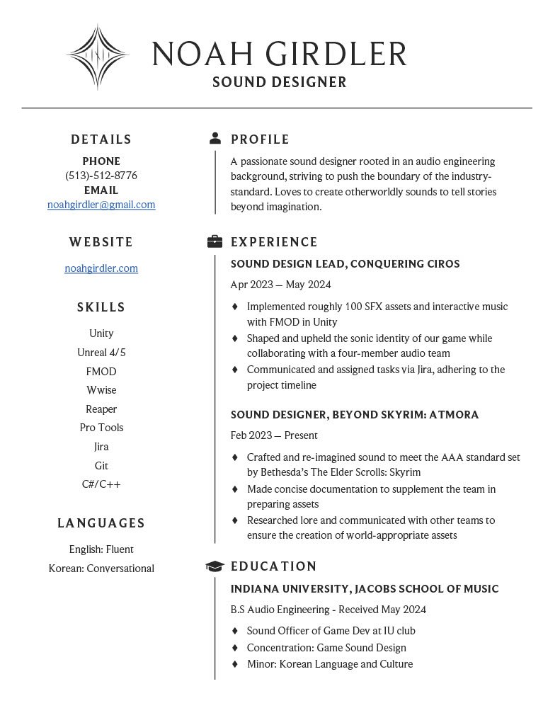Resume — Noah Girdler | Portfolio