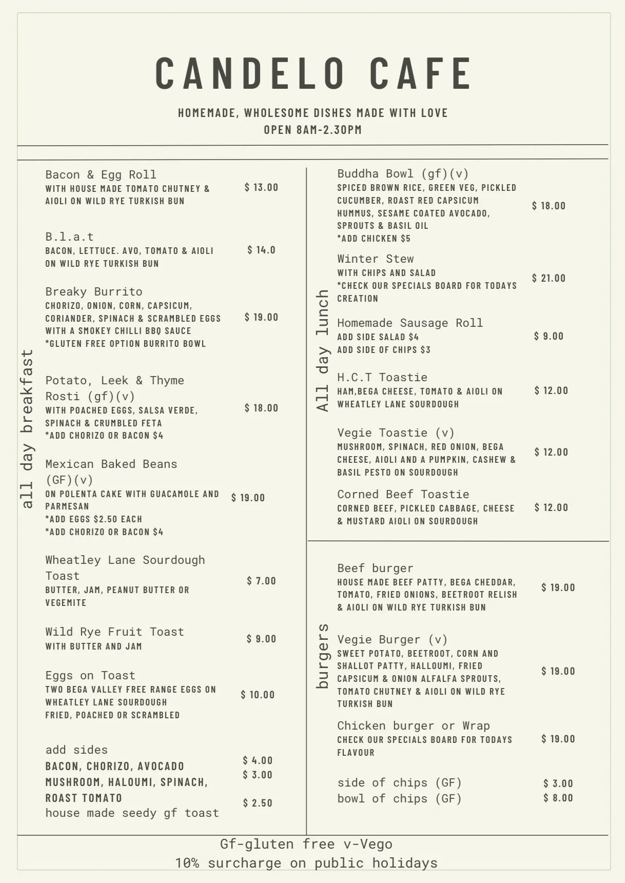Menu — Candelo Café