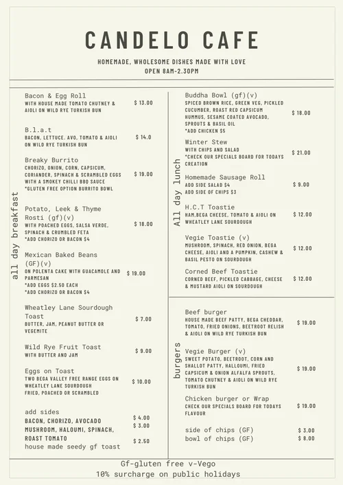 Menu — Candelo Café