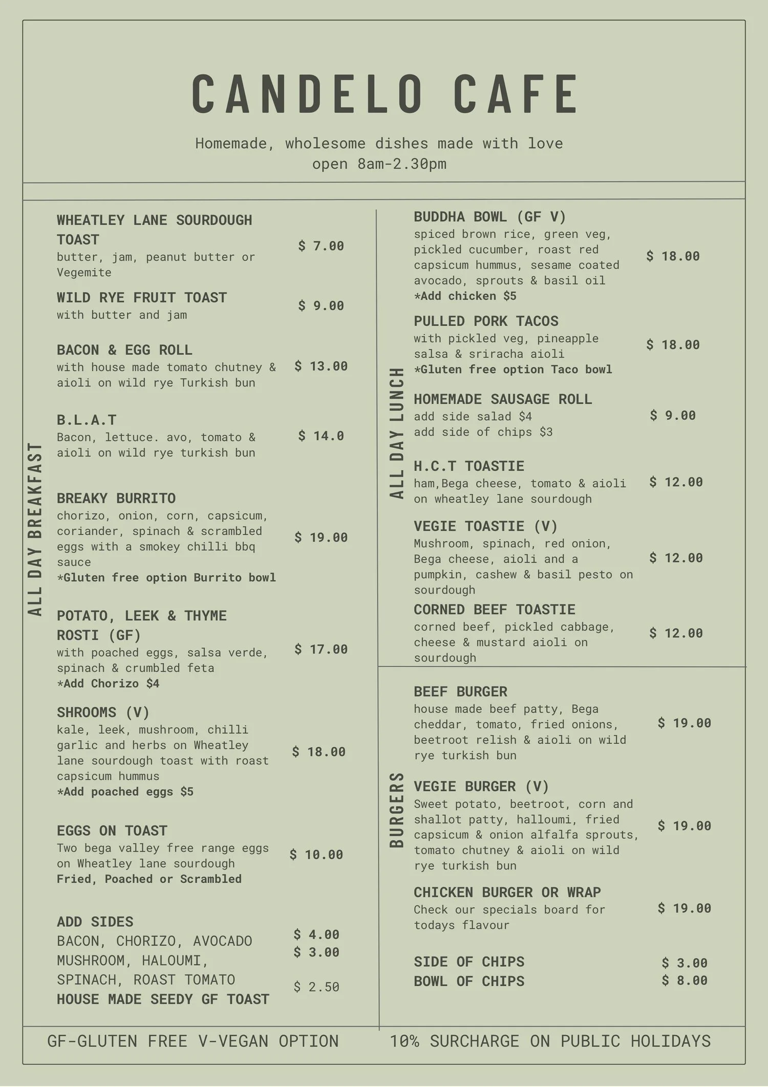 Menu — Candelo Café