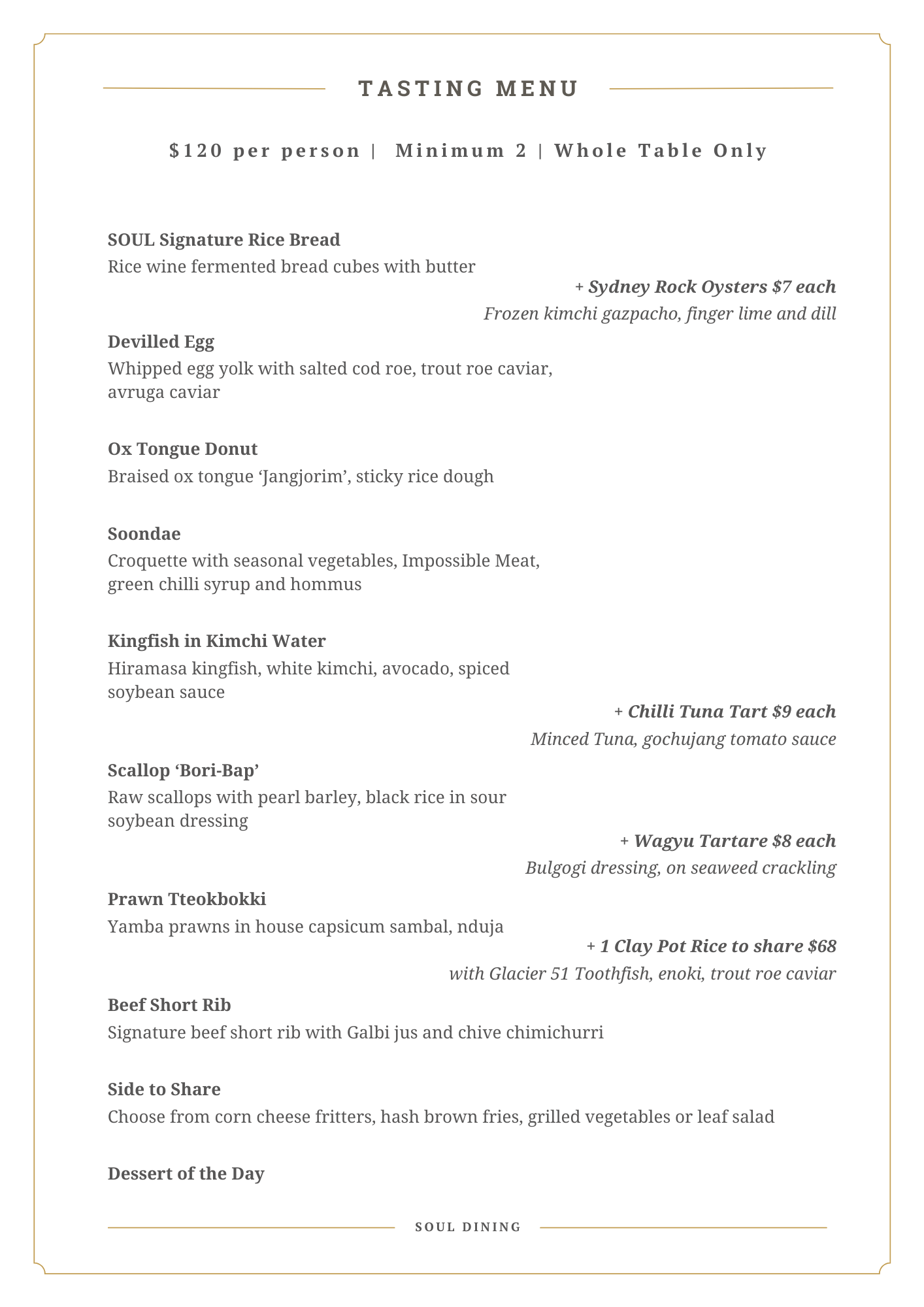 Tasting Menu — SOUL Dining