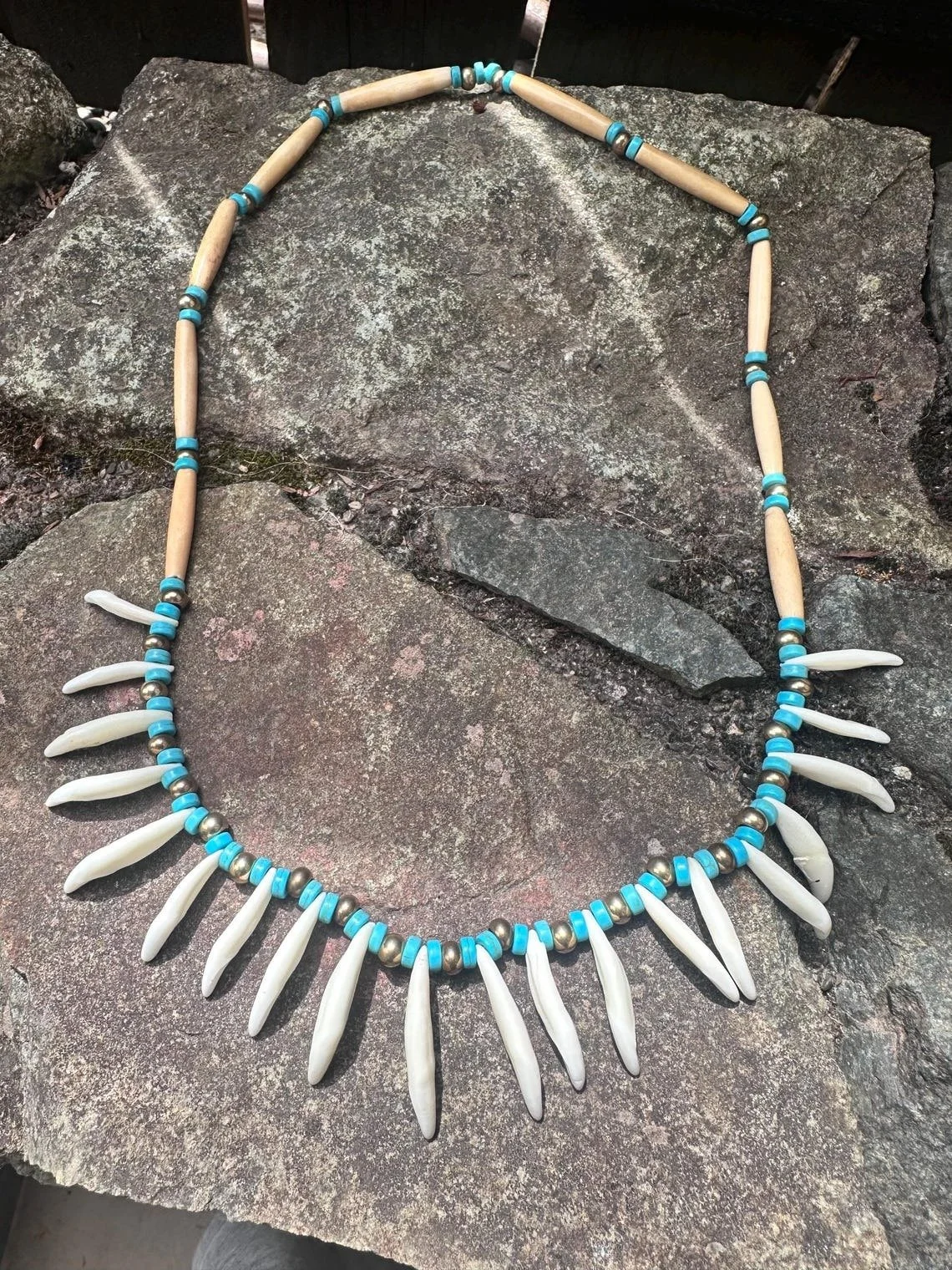 Coyote tooth necklace resin turquoise — The Crafty Crawford