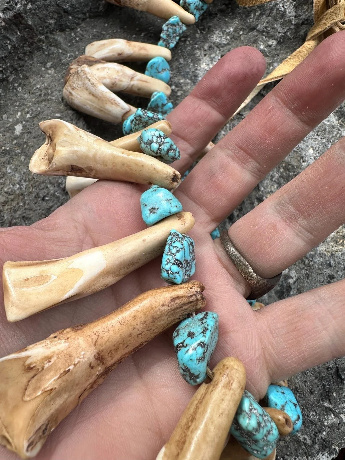 Buffalo tooth necklace REAL turquoise — The Crafty Crawford