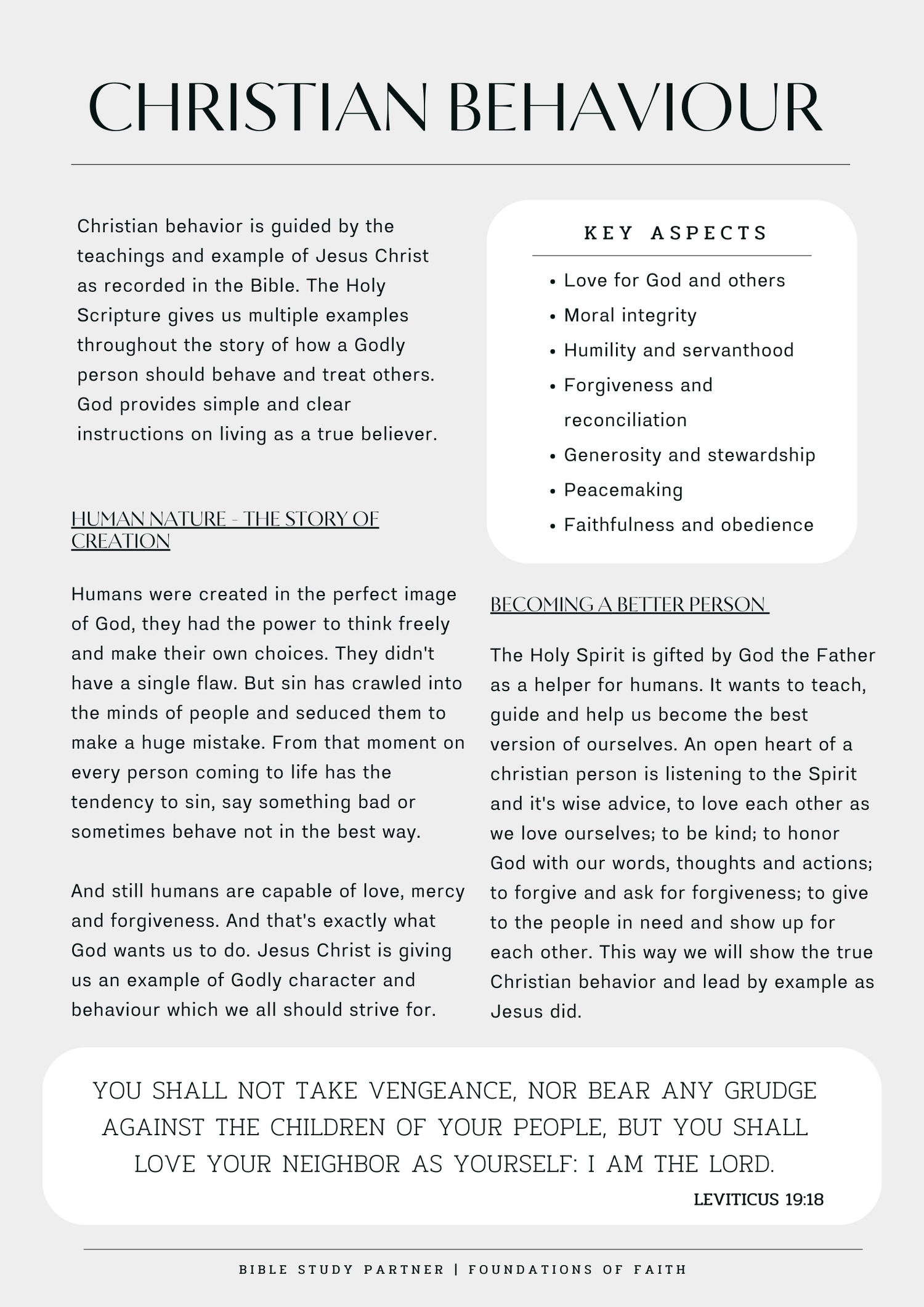 Christian Behaviour — Bible Study Partner