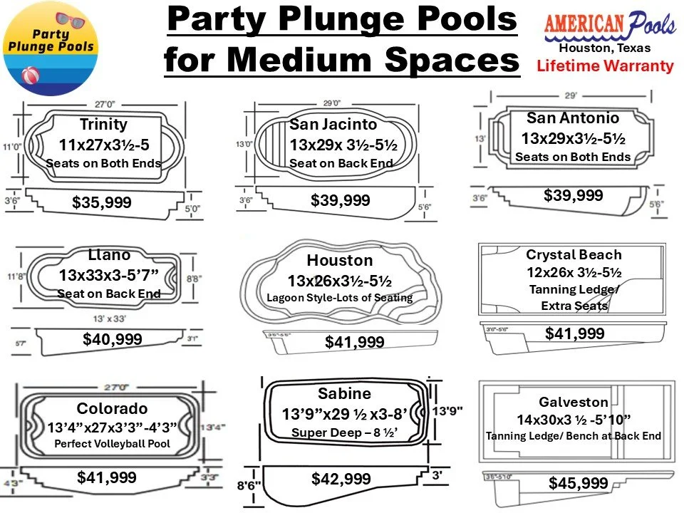 Sizes & Prices — Party Plunge Pools