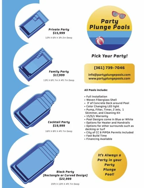 Sizes & Prices — Party Plunge Pools