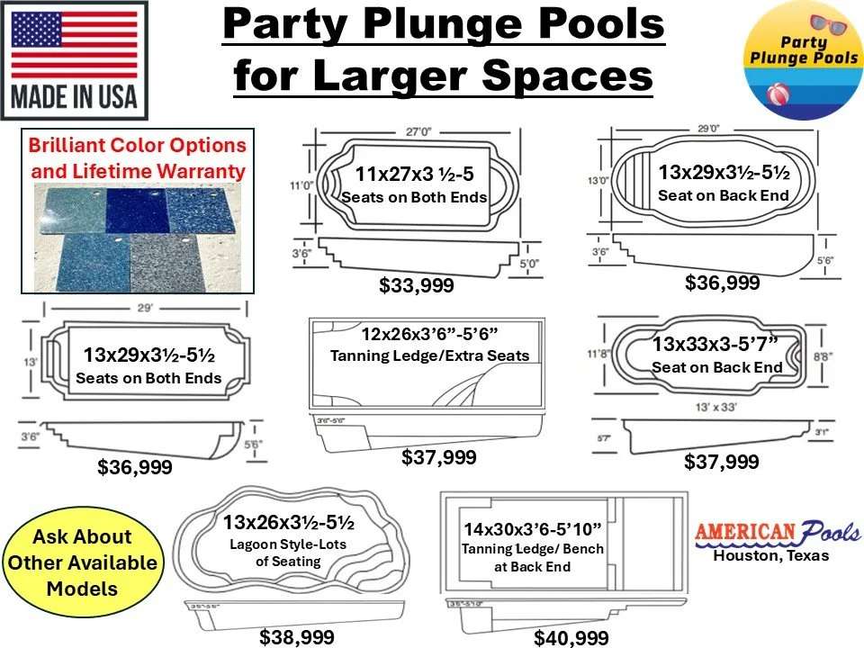 Sizes & Prices — Party Plunge Pools