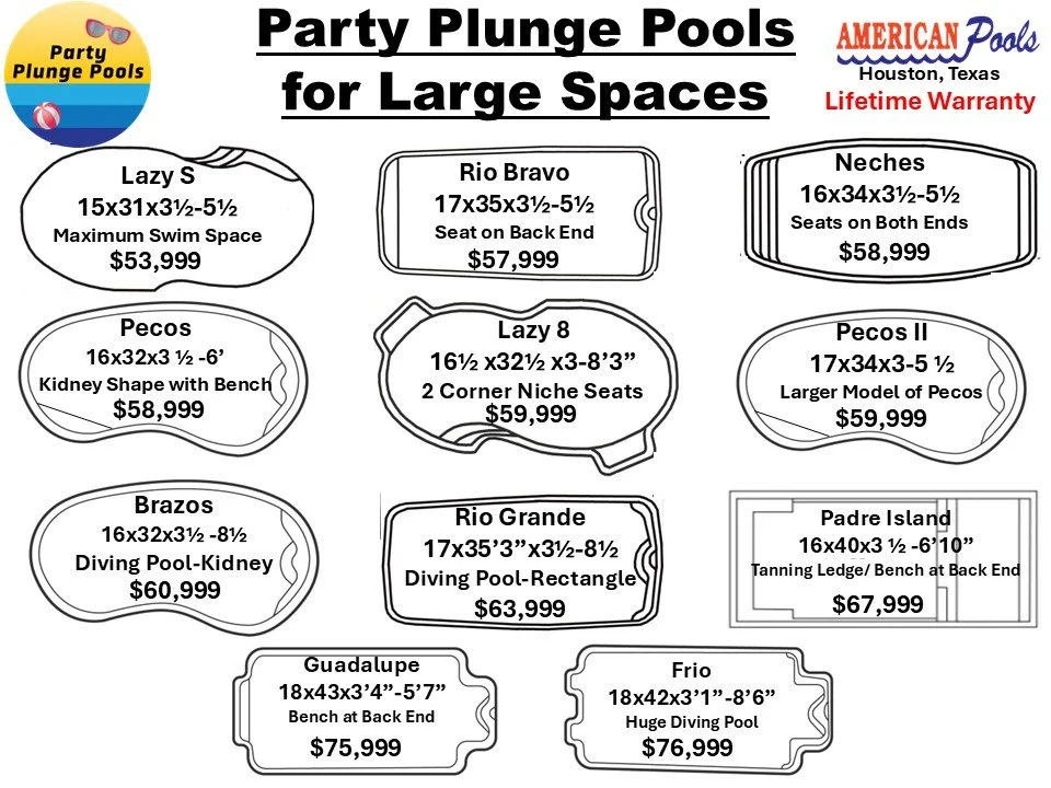 Sizes & Prices — Party Plunge Pools