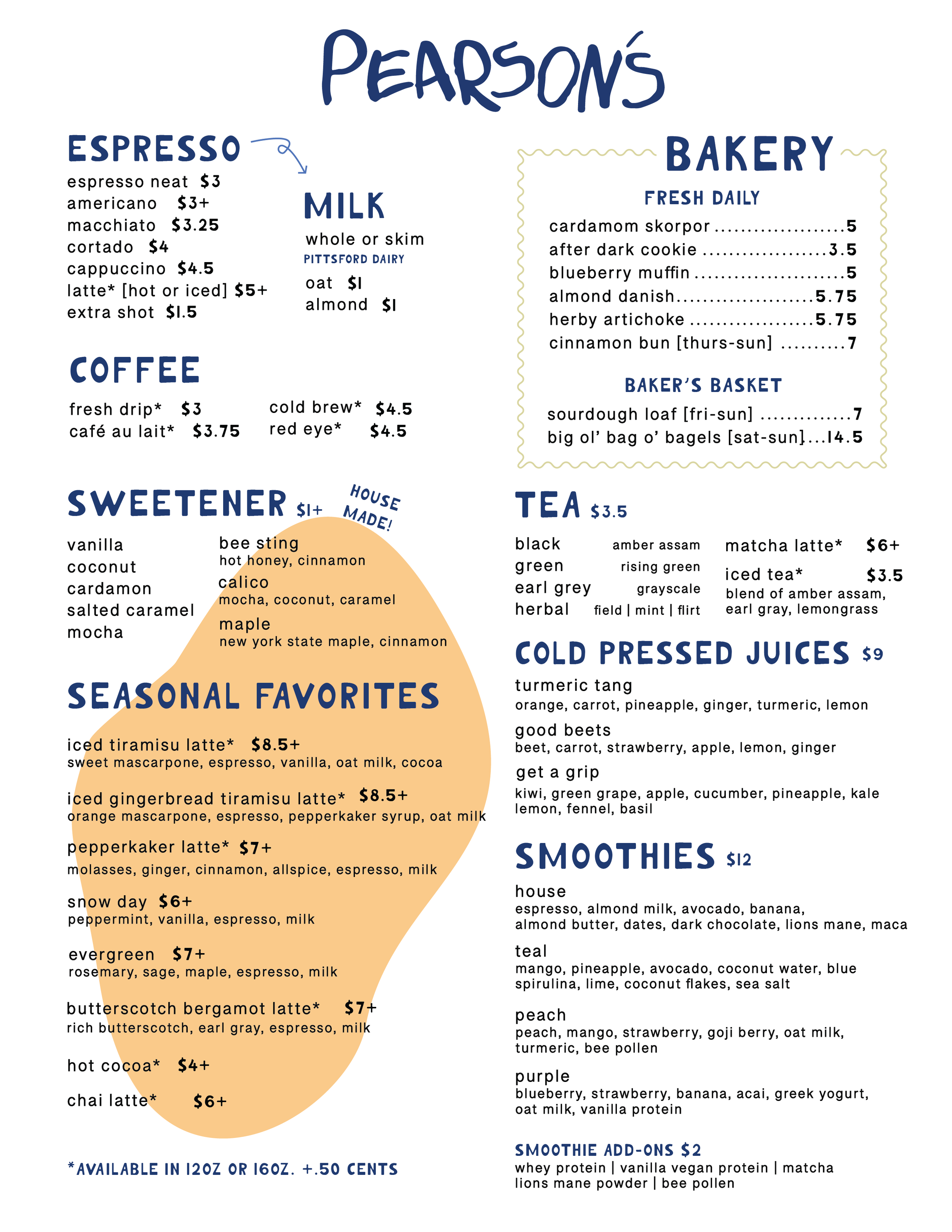 menus — Pearson's