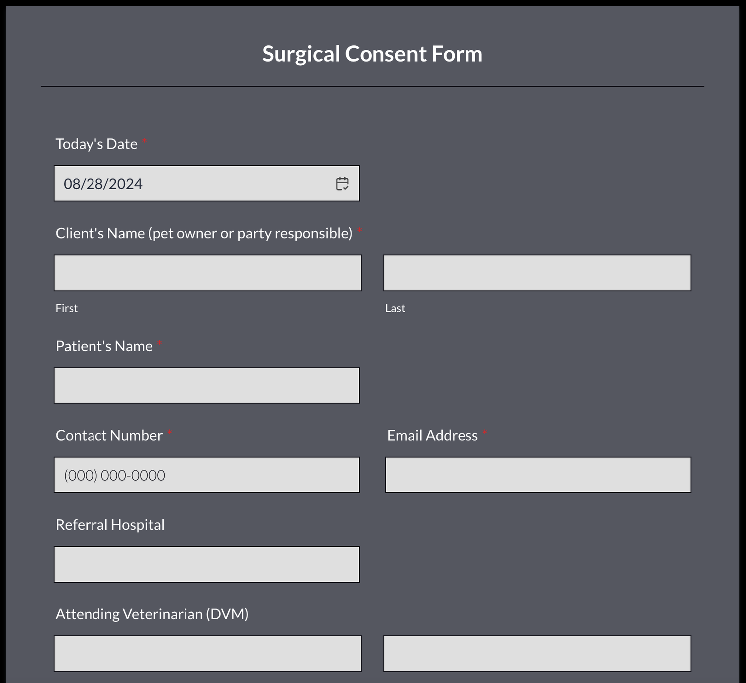 Consent Forms — Jewel Veterinary Surgery