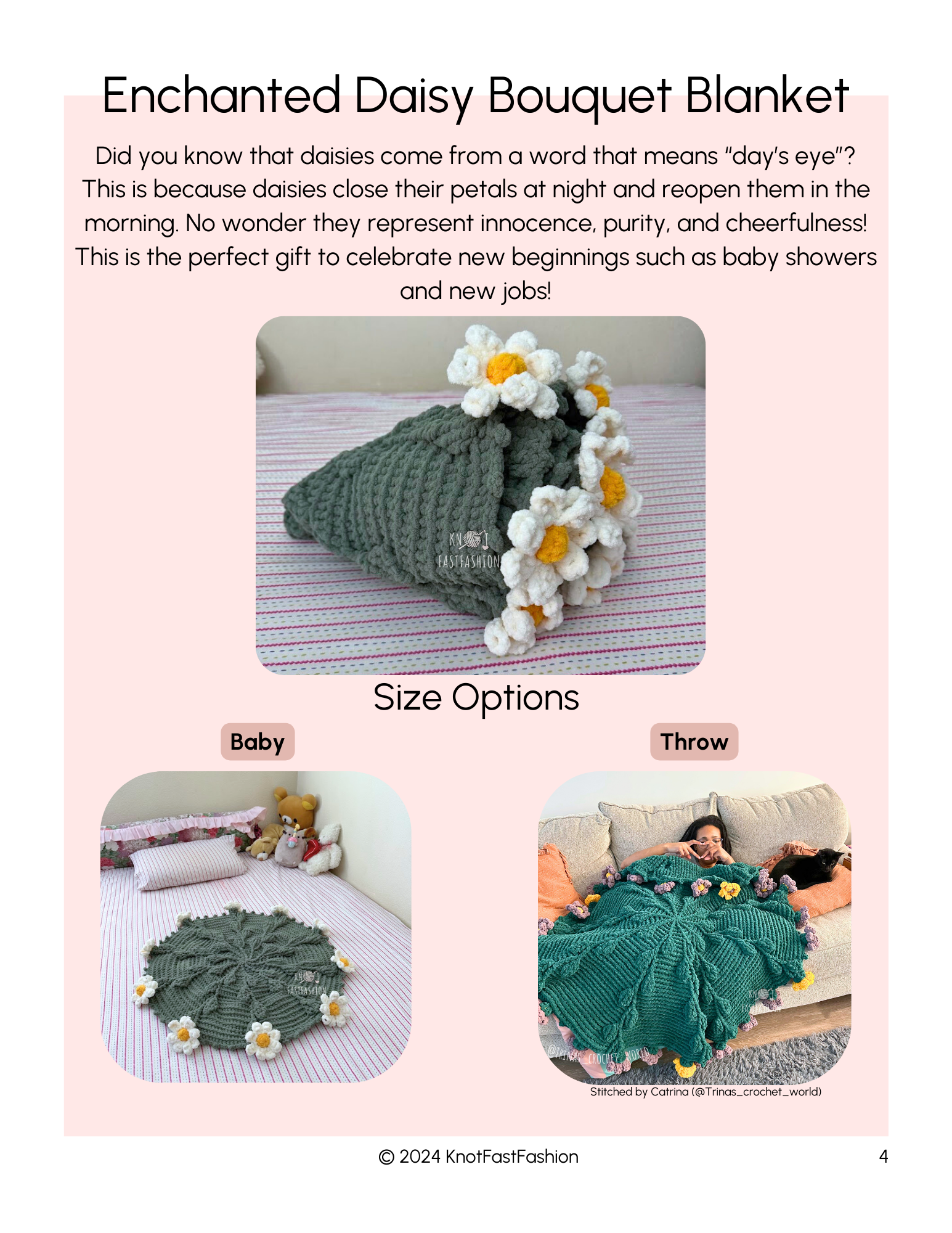 Fluffy Enchanted Daisy Bouquet Blanket + Video Tutorials — KnotFastFashion