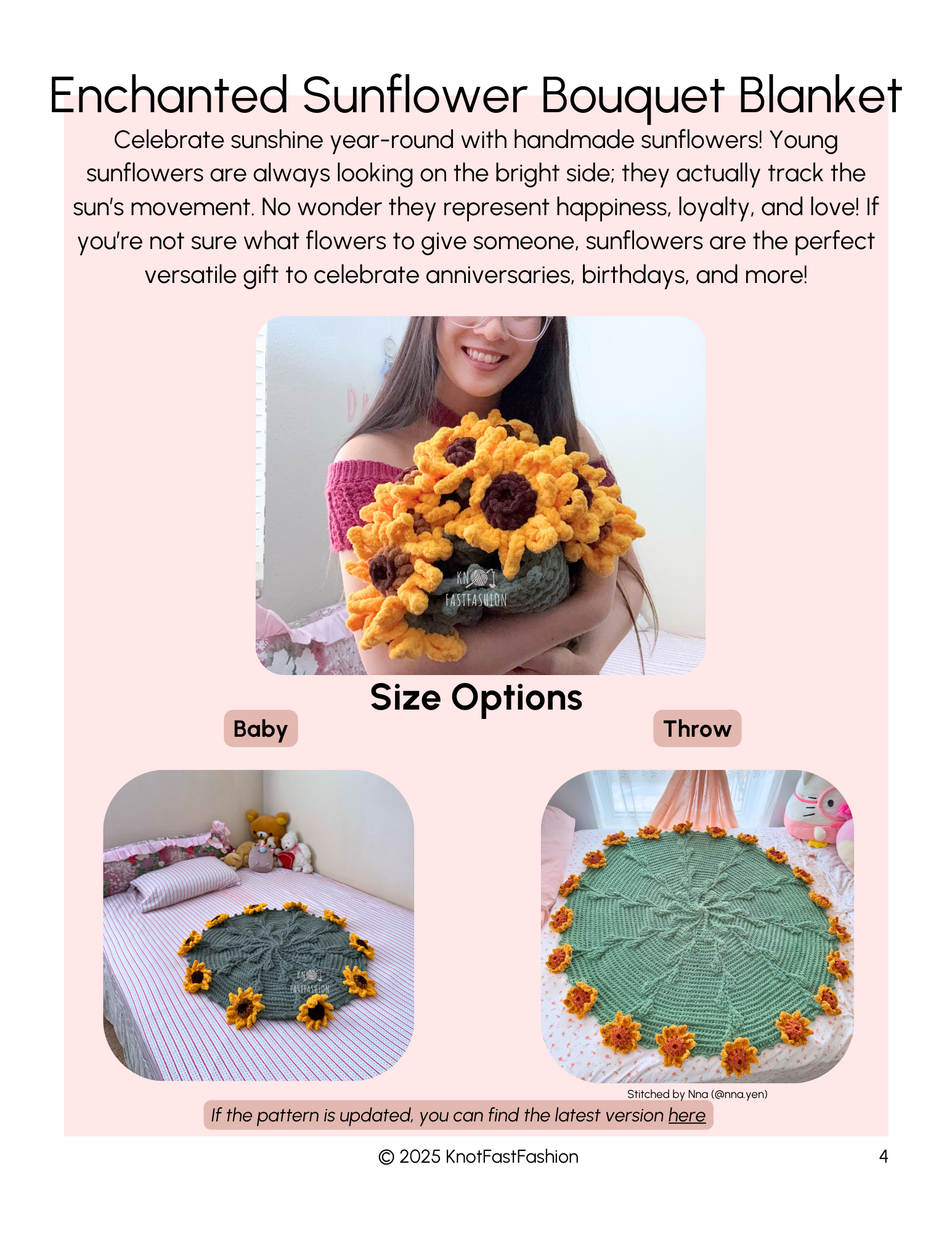 Fluffy Enchanted Sunflower Bouquet Blanket + Video Tutorials — KnotFastFashion