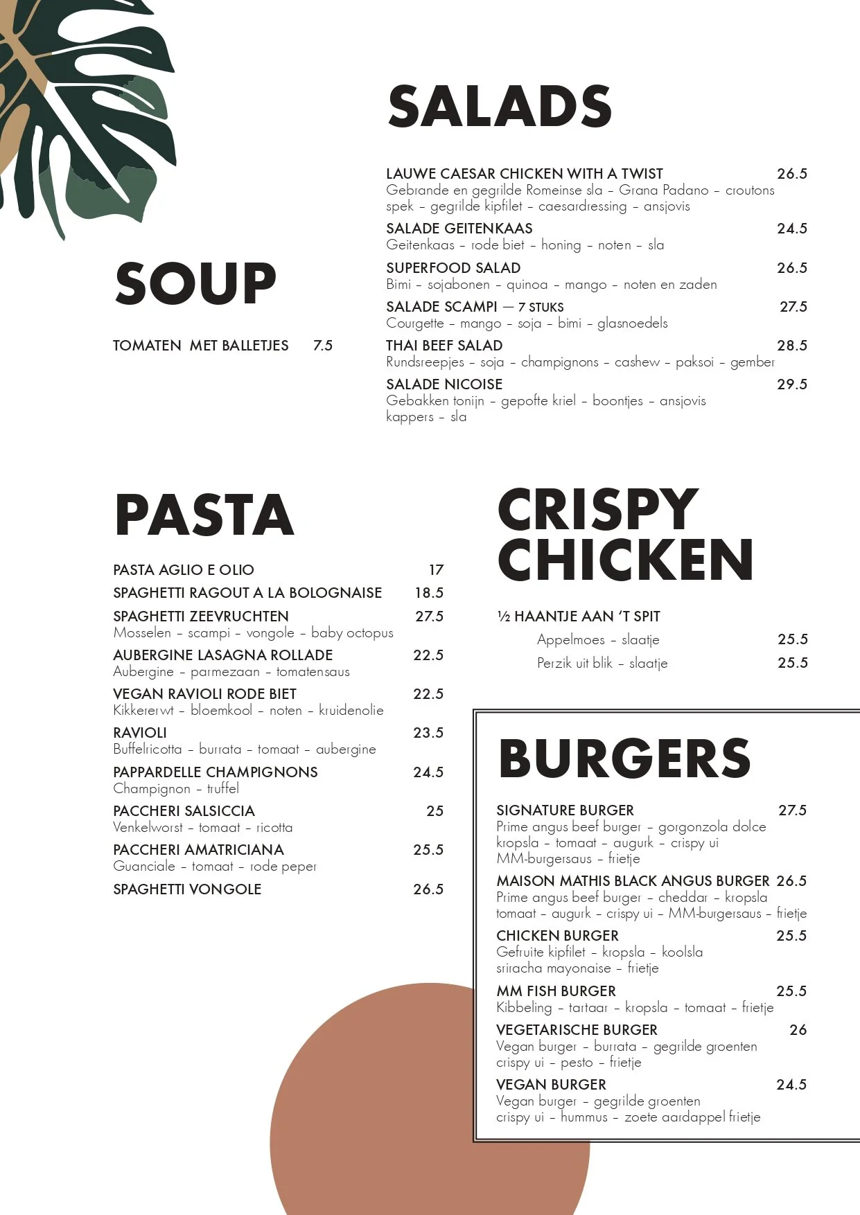 Menukaart — MAISON MATHIS