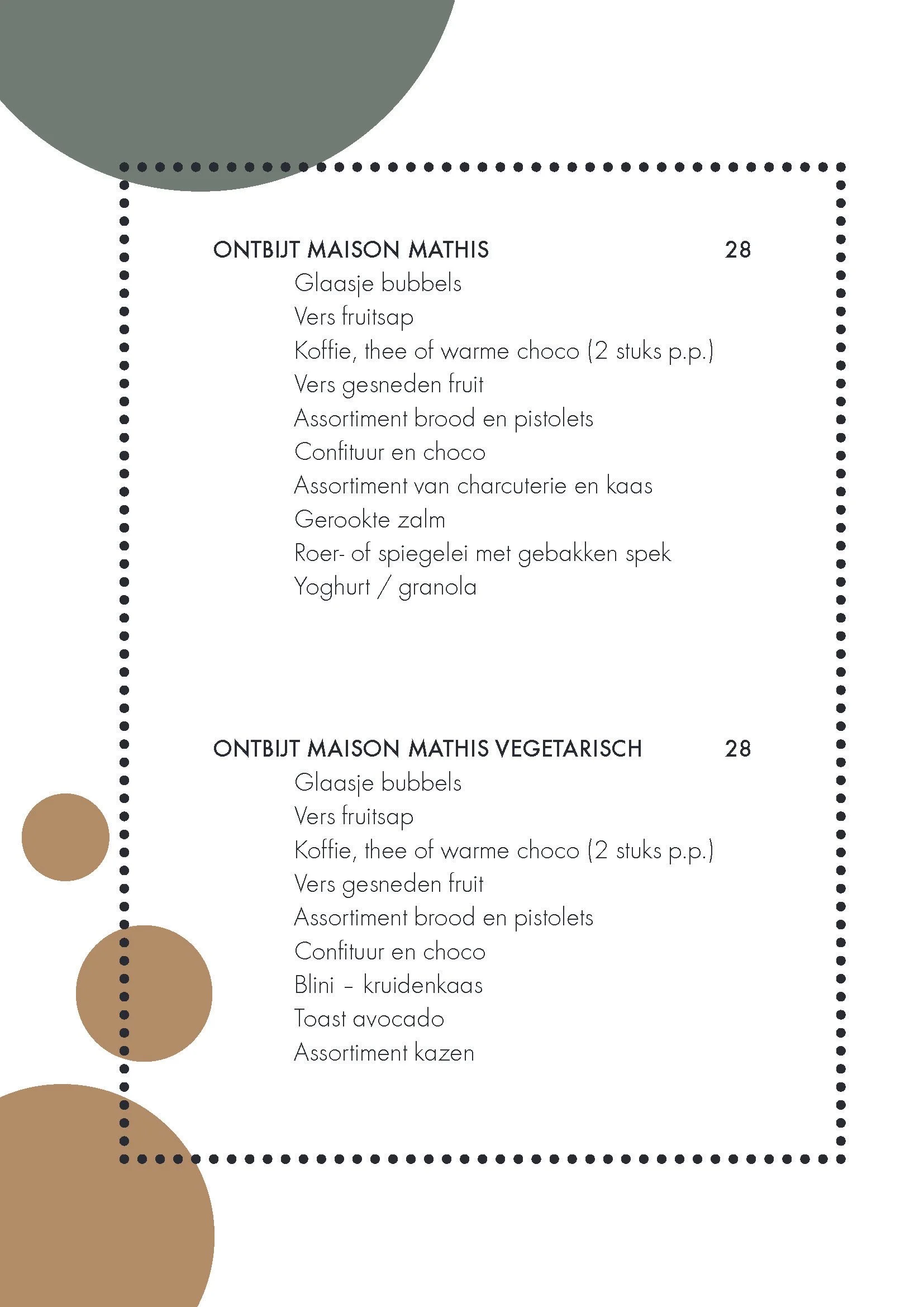 Menukaart — MAISON MATHIS