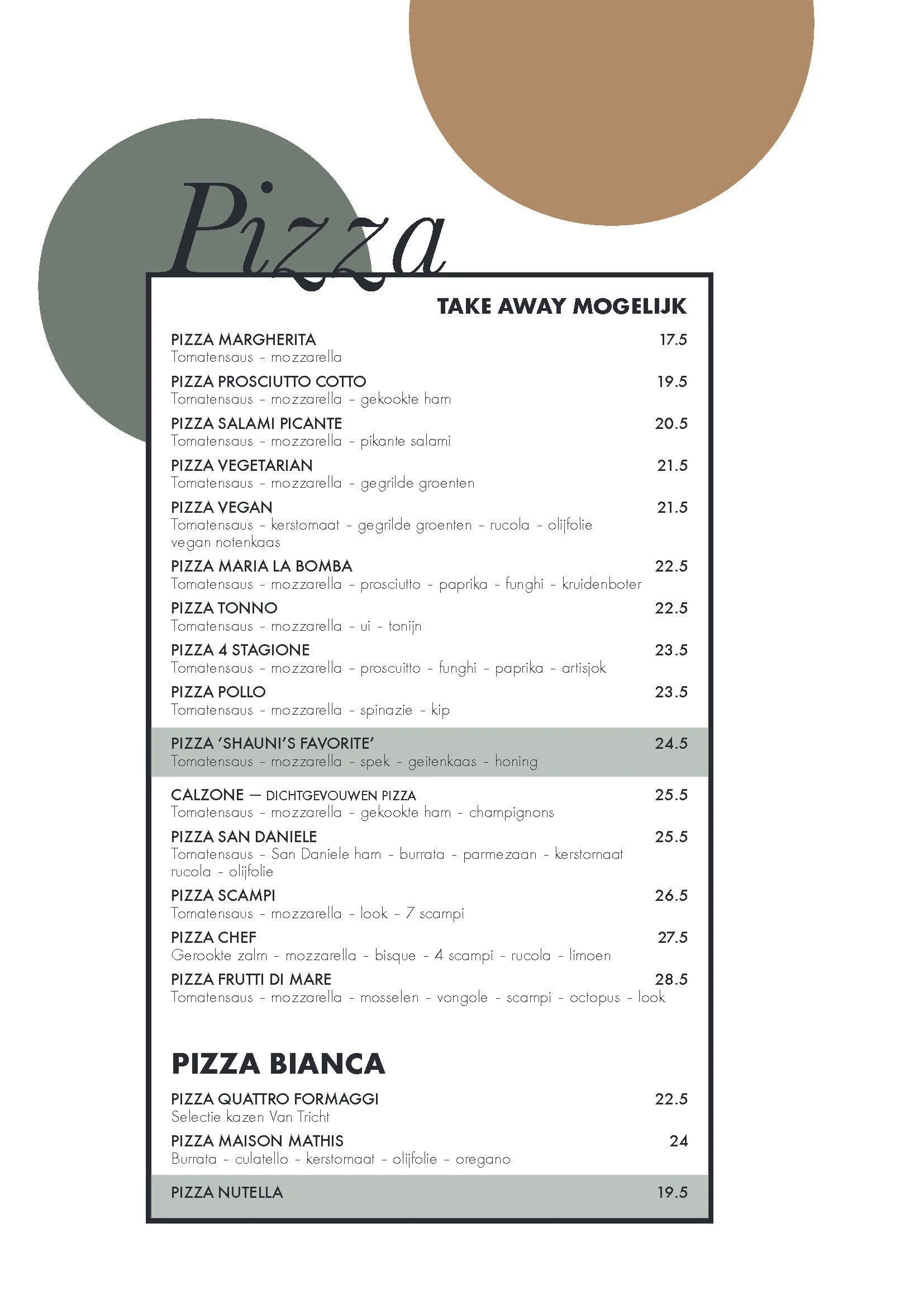 Menukaart — MAISON MATHIS