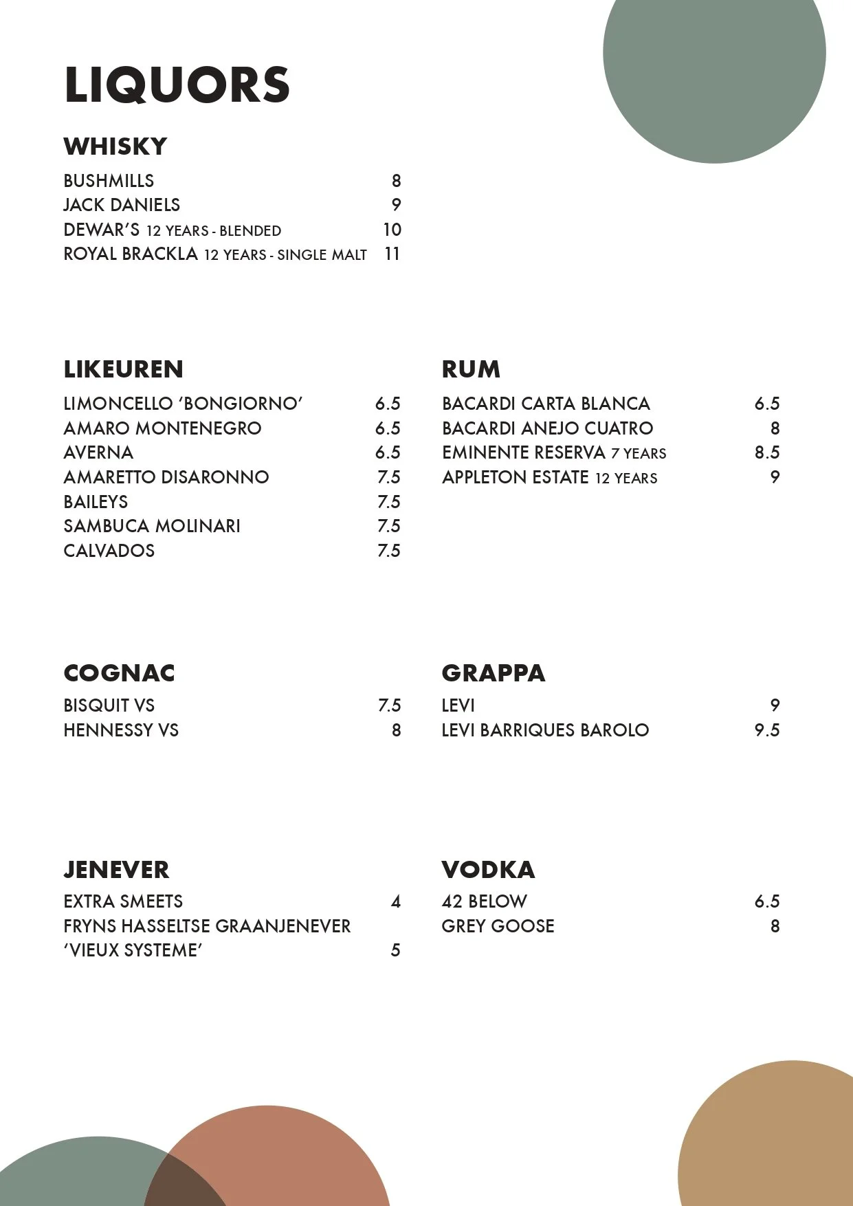 Menukaart — MAISON MATHIS