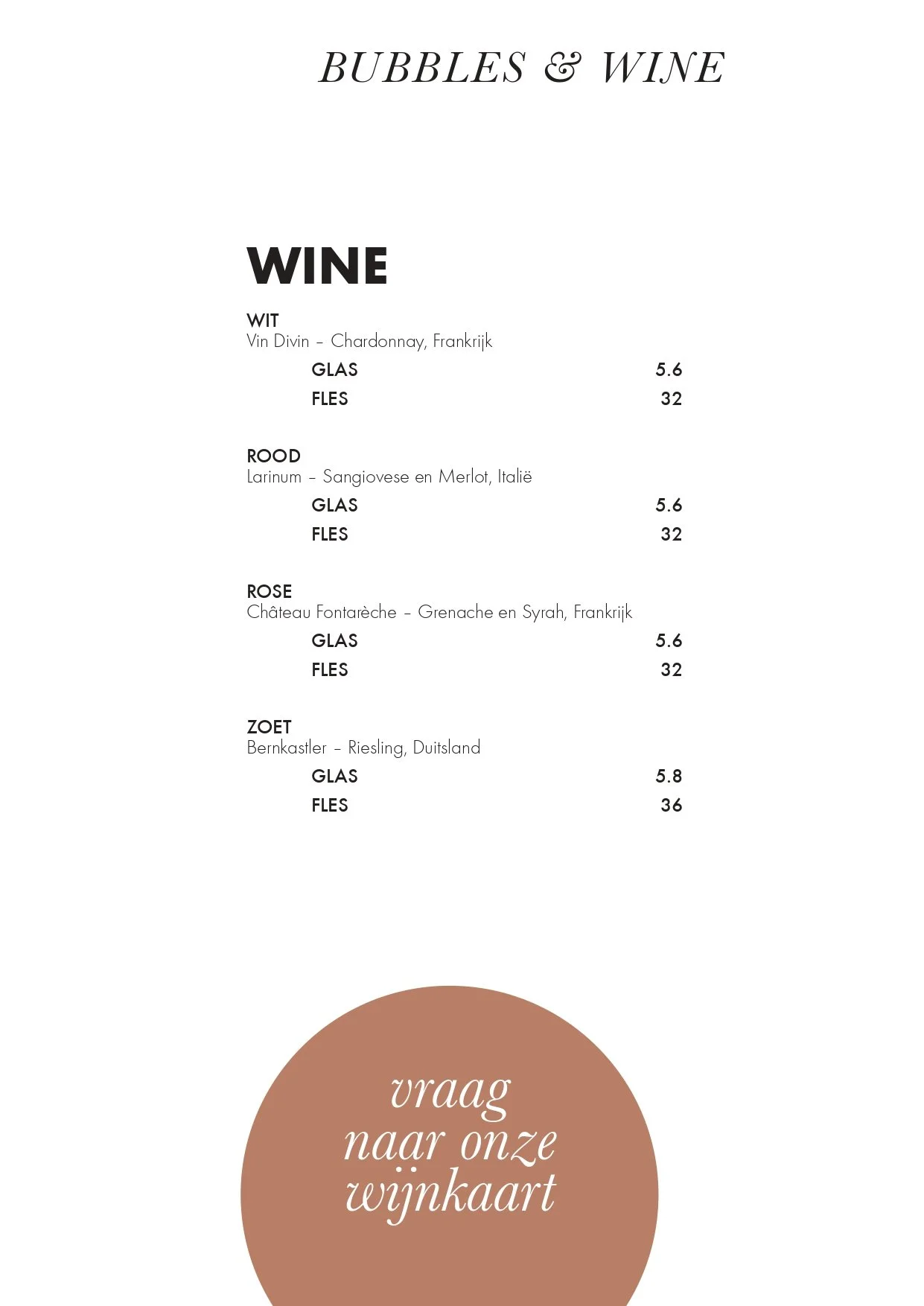 Menukaart — MAISON MATHIS