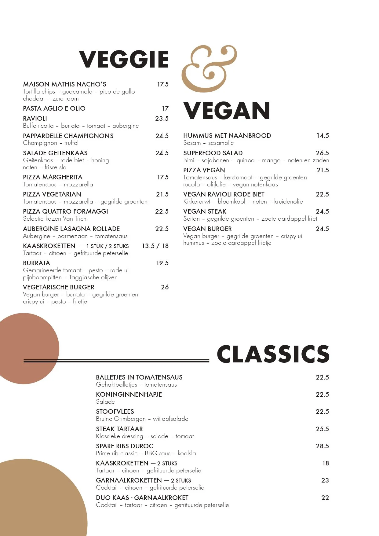 Menukaart — MAISON MATHIS