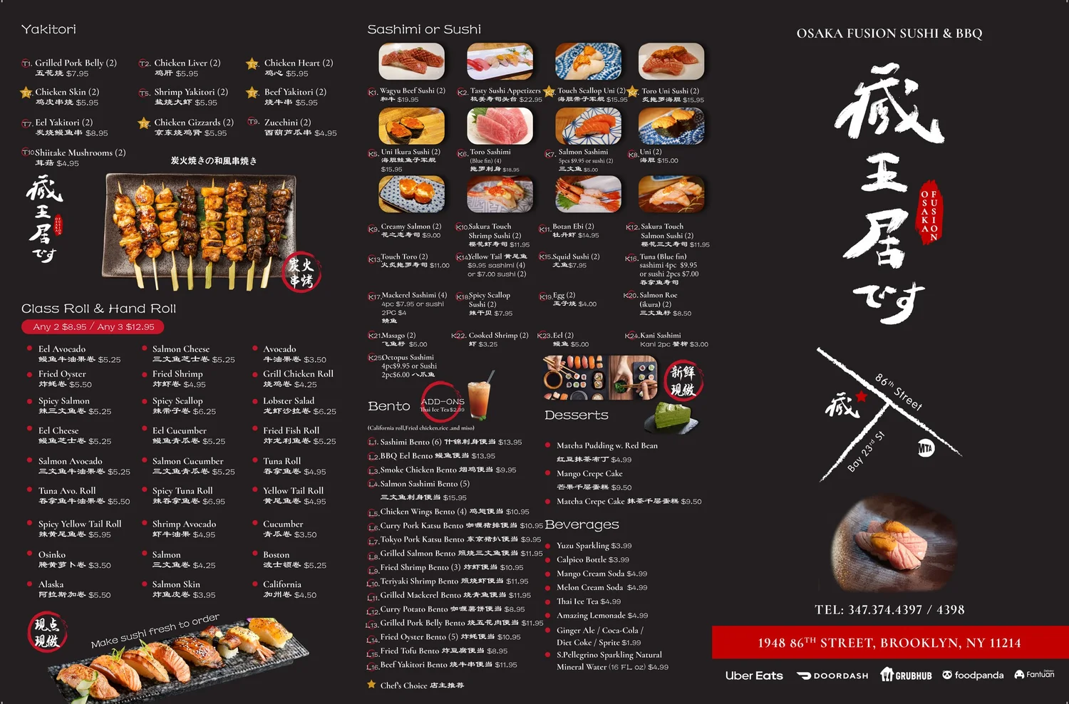 MENU — OSAKA FUSION SUSHI & BBQ