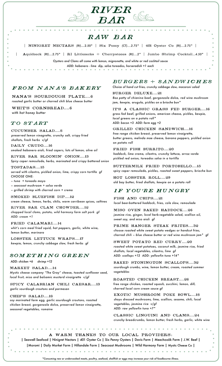 Menu — River Bar