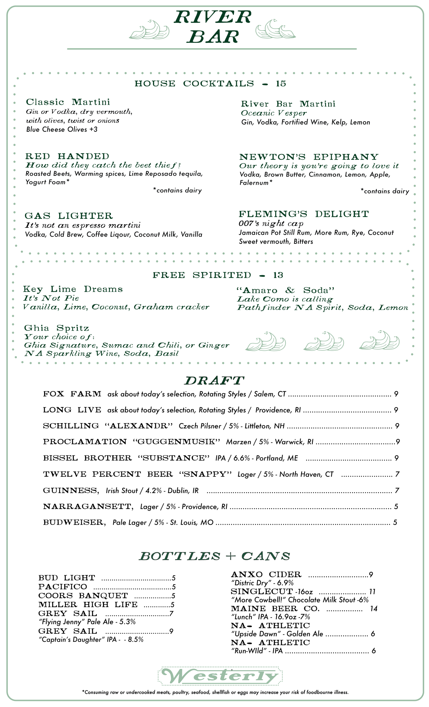 Menu — River Bar