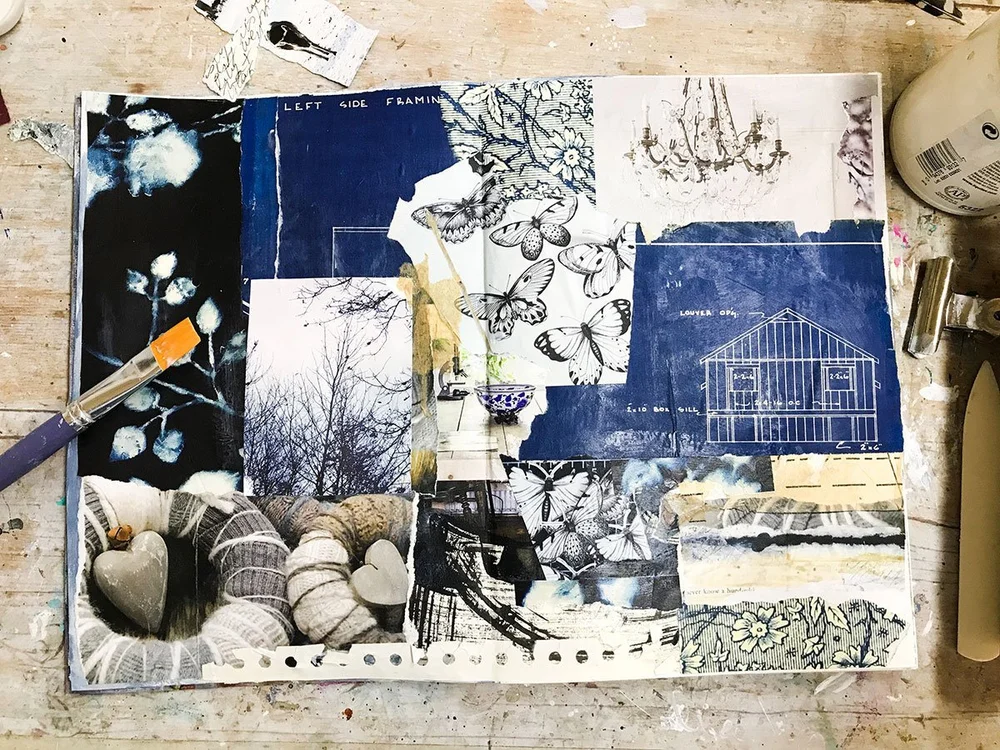 Deep blue in my art journal