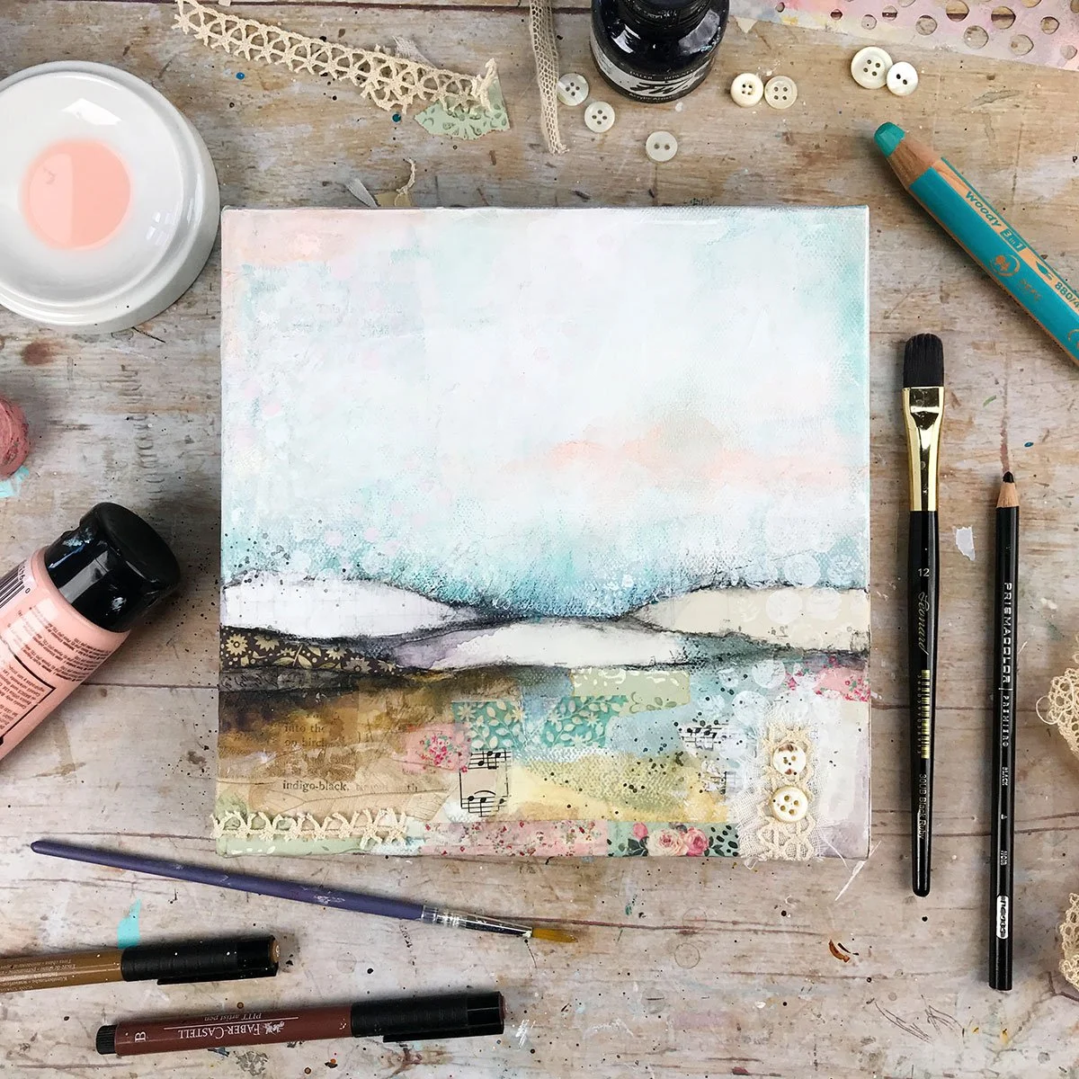 Mini Abstracts - Mixed media painting online art class