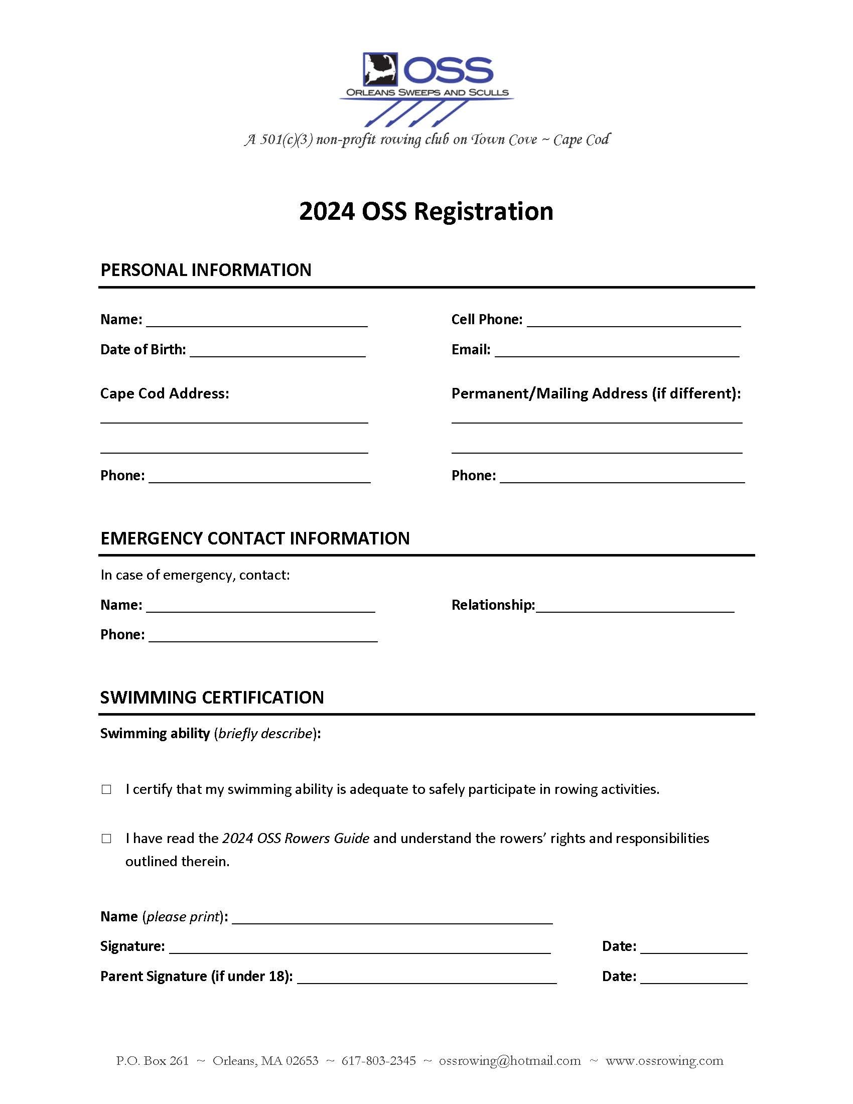 Forms — Orleans Sweeps and Sculls