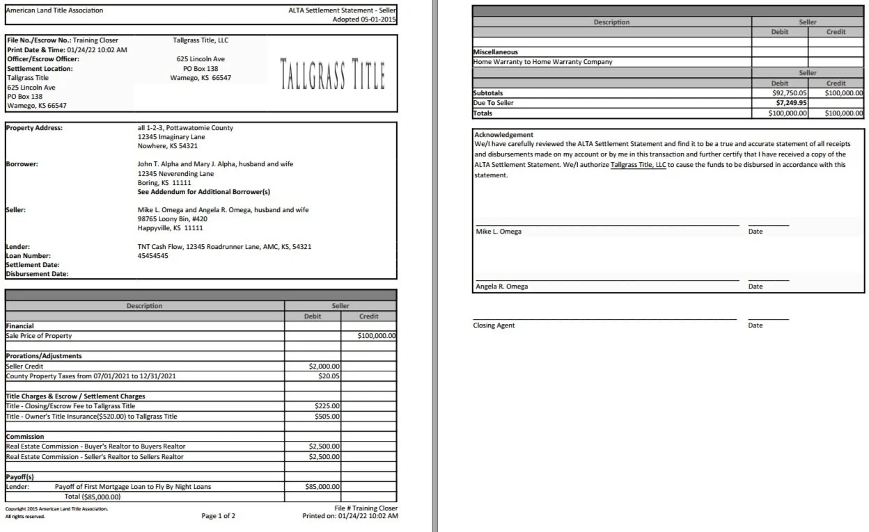 Settlement Statements — tallgrasstitleks.com