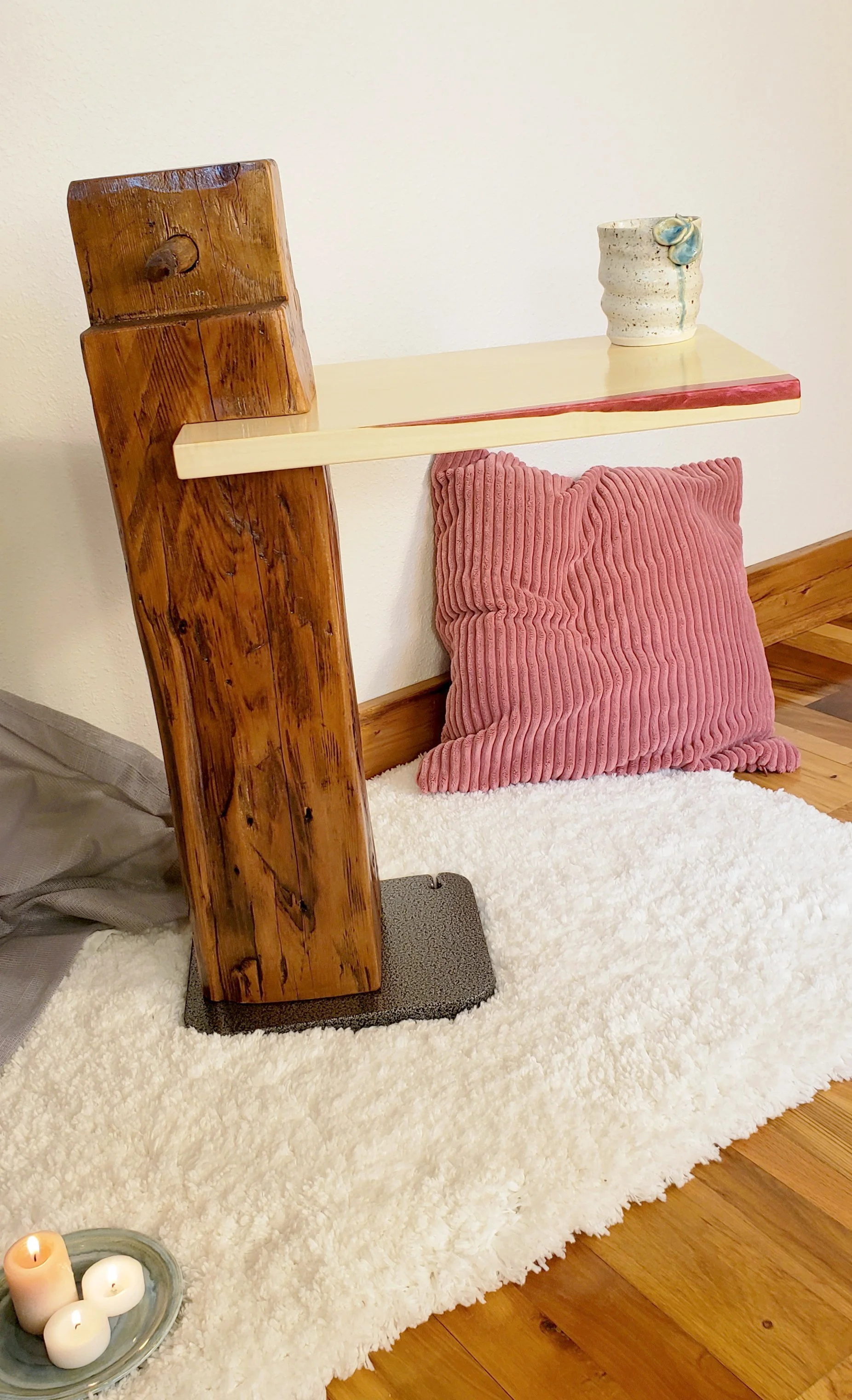 Reg-Reclaimed Barn Beam Side Table — Beau and Kara Studios